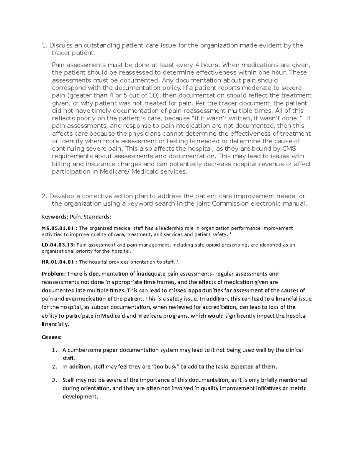 Task 3: Improving Patient Care through Tracer Methodology Analysis ...
