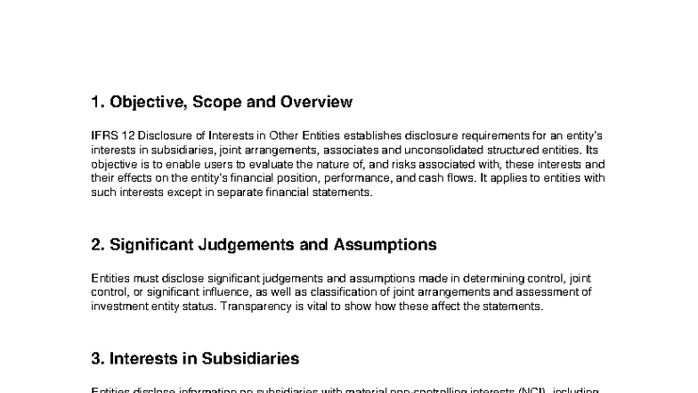 IFRS 12 Disclosure Requirements: Overview & Key Insights - Studocu