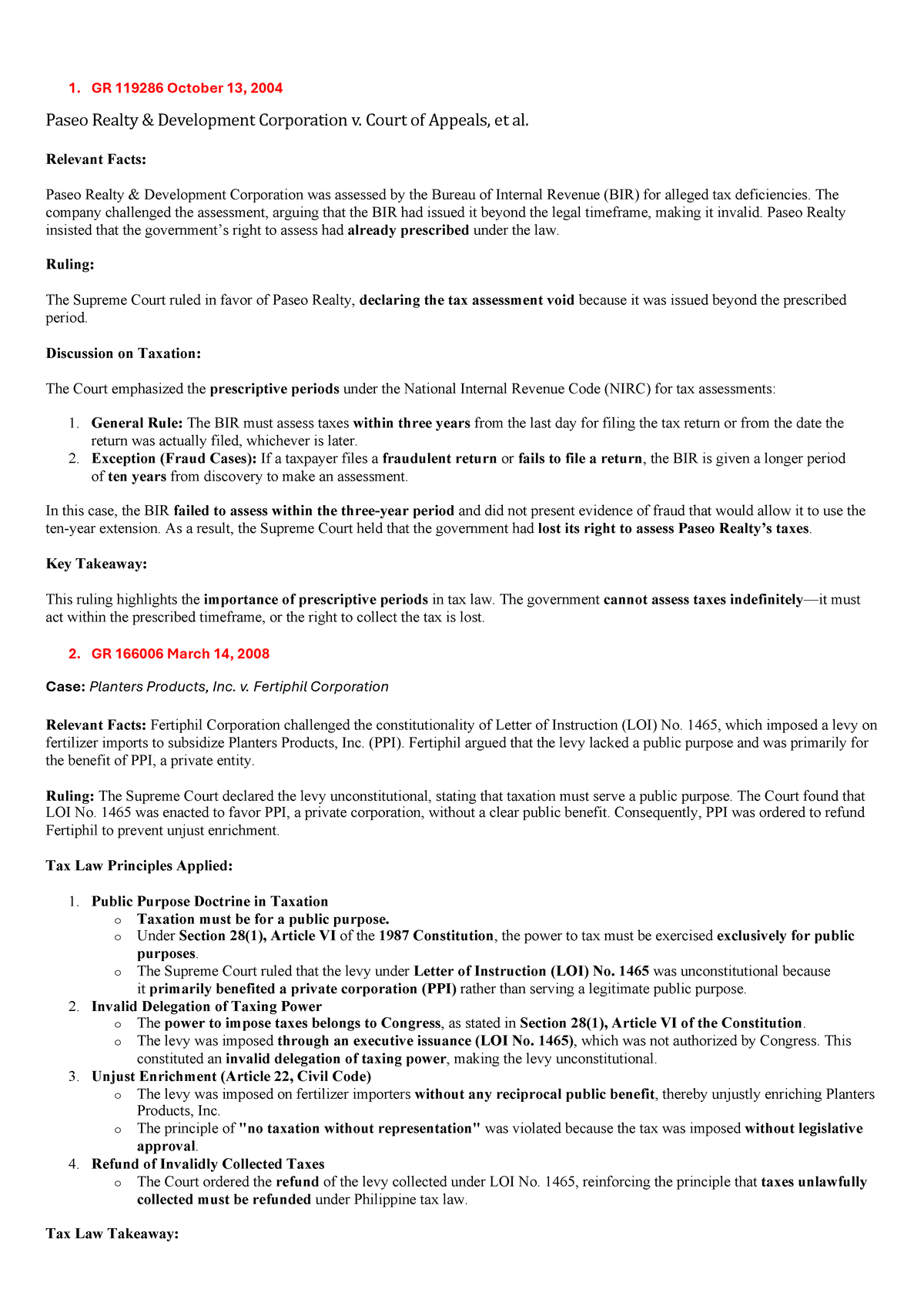 Tax Cases Overview: Key Supreme Court Rulings on Taxation Principles ...