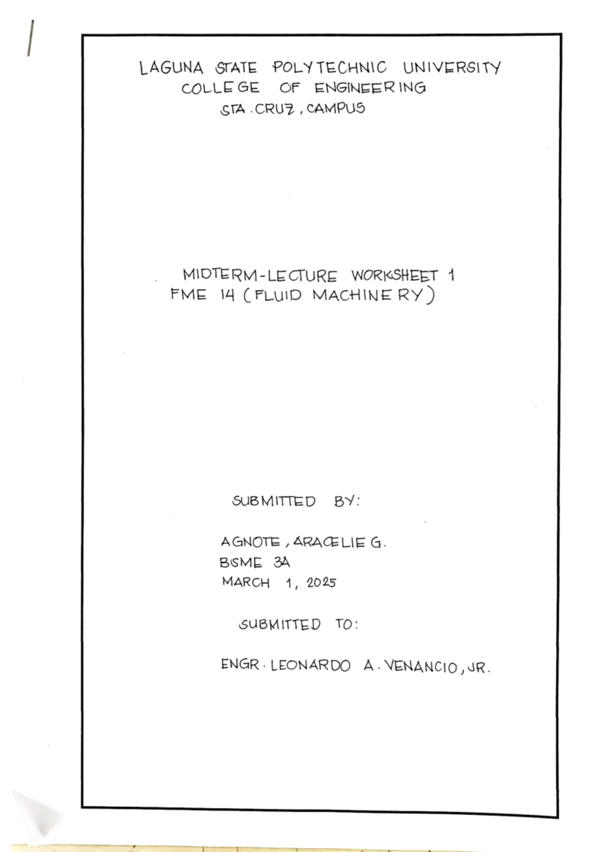 Worksheet 1 Aracelie Agnote(BSME 3A) - LAGUNA STATE POLYTECHNIC ...