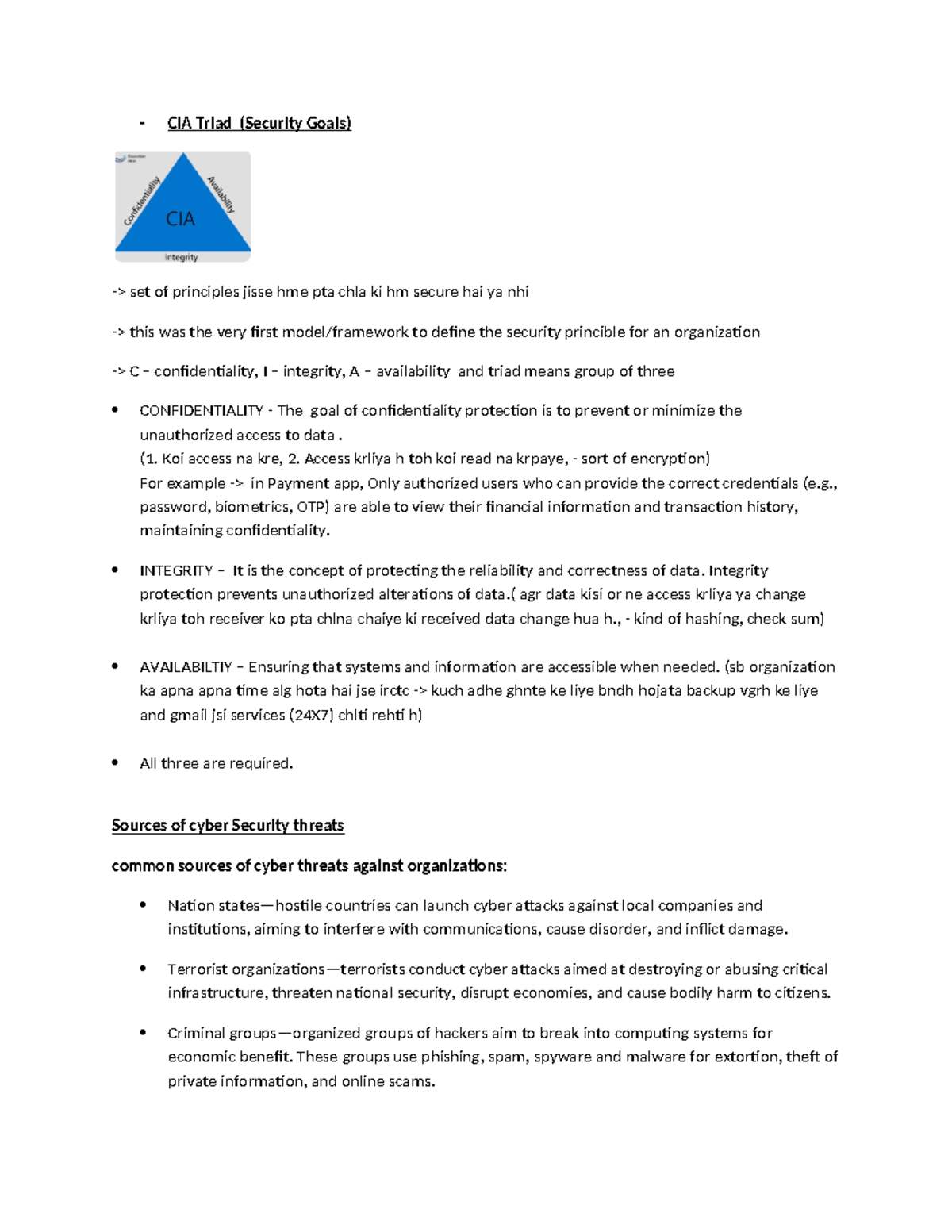 CIA Triad: Security Goals in Cyber Security Principles - Studocu