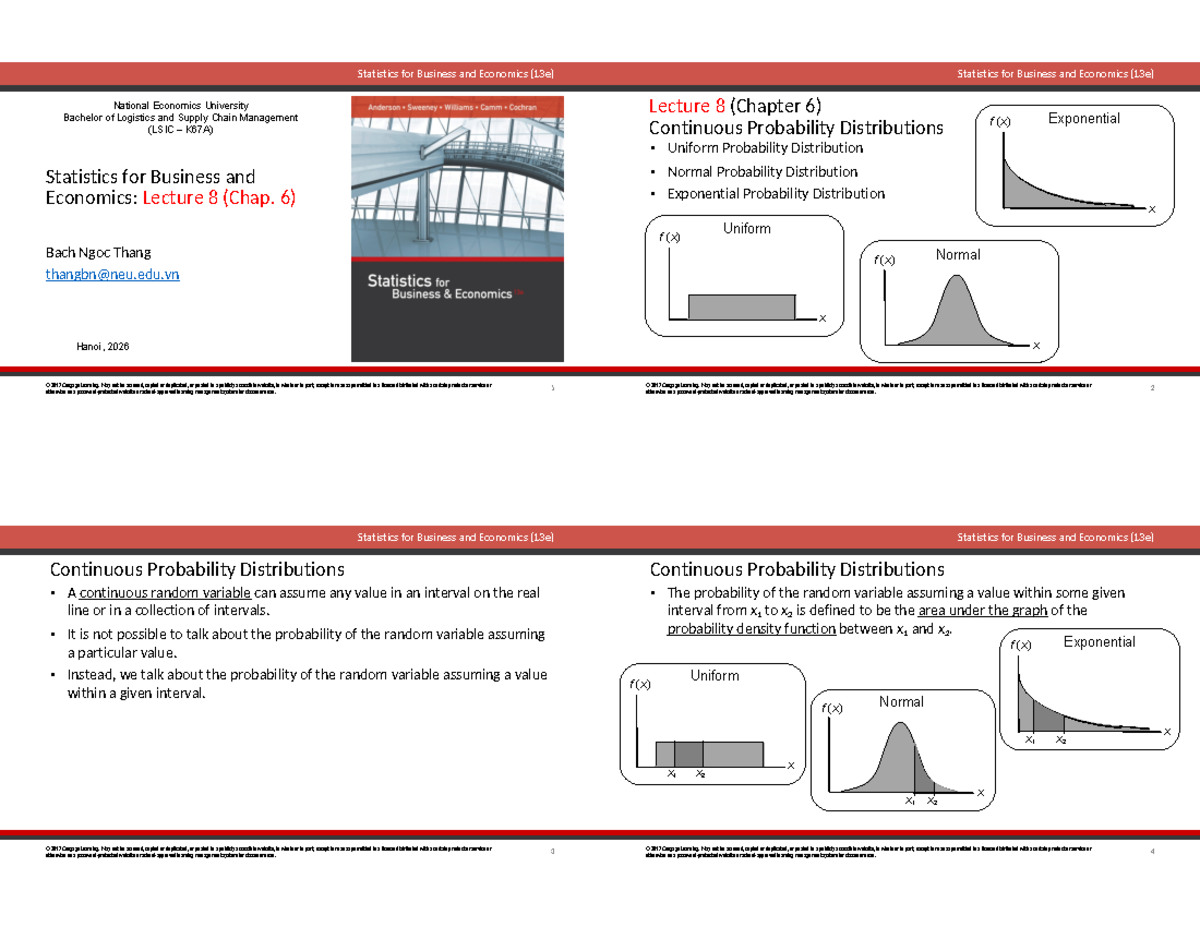 Statistics for Business and Economics (13e): Lecture 8 - Continuous ...