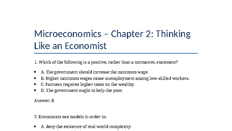 Microeconomics Chapter 2: Key Questions and Answers - Studocu