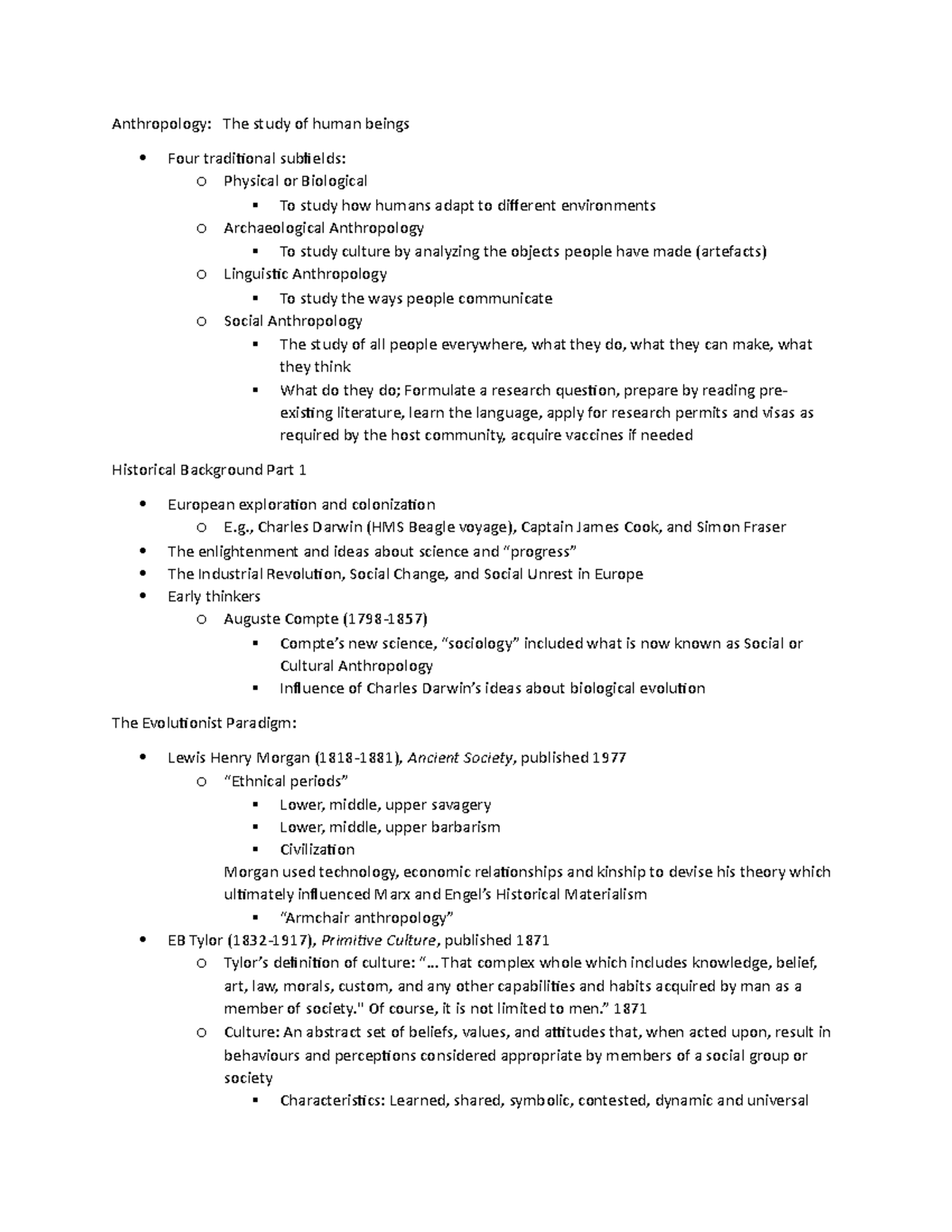 ANTH 101: Comprehensive Anthropology Notes and Key Concepts - Studocu