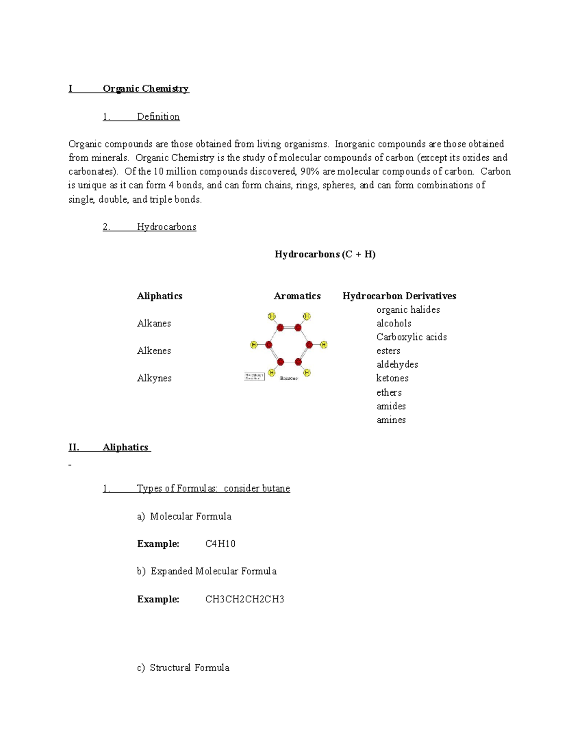 Organic Chemistry 1: Comprehensive Notes on Hydrocarbons and Compounds ...
