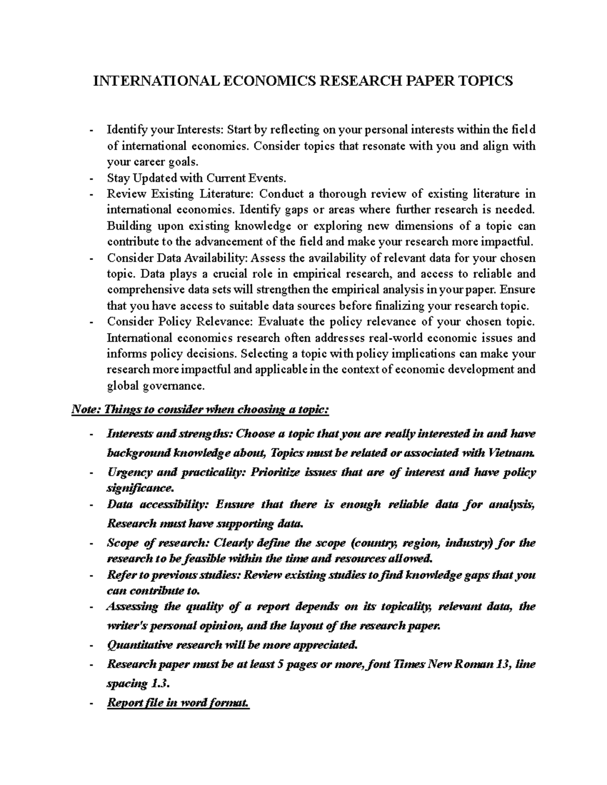 International Economics Research Topics: Exploring Key Areas of ...