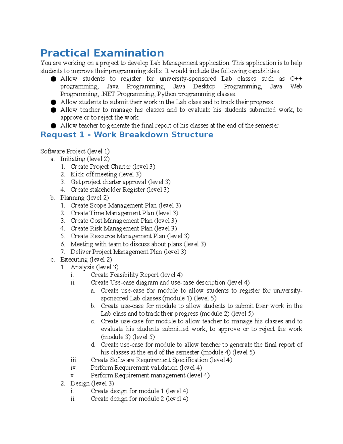 PMG201c-PE - Practical Examination for Lab Management Application - Studocu