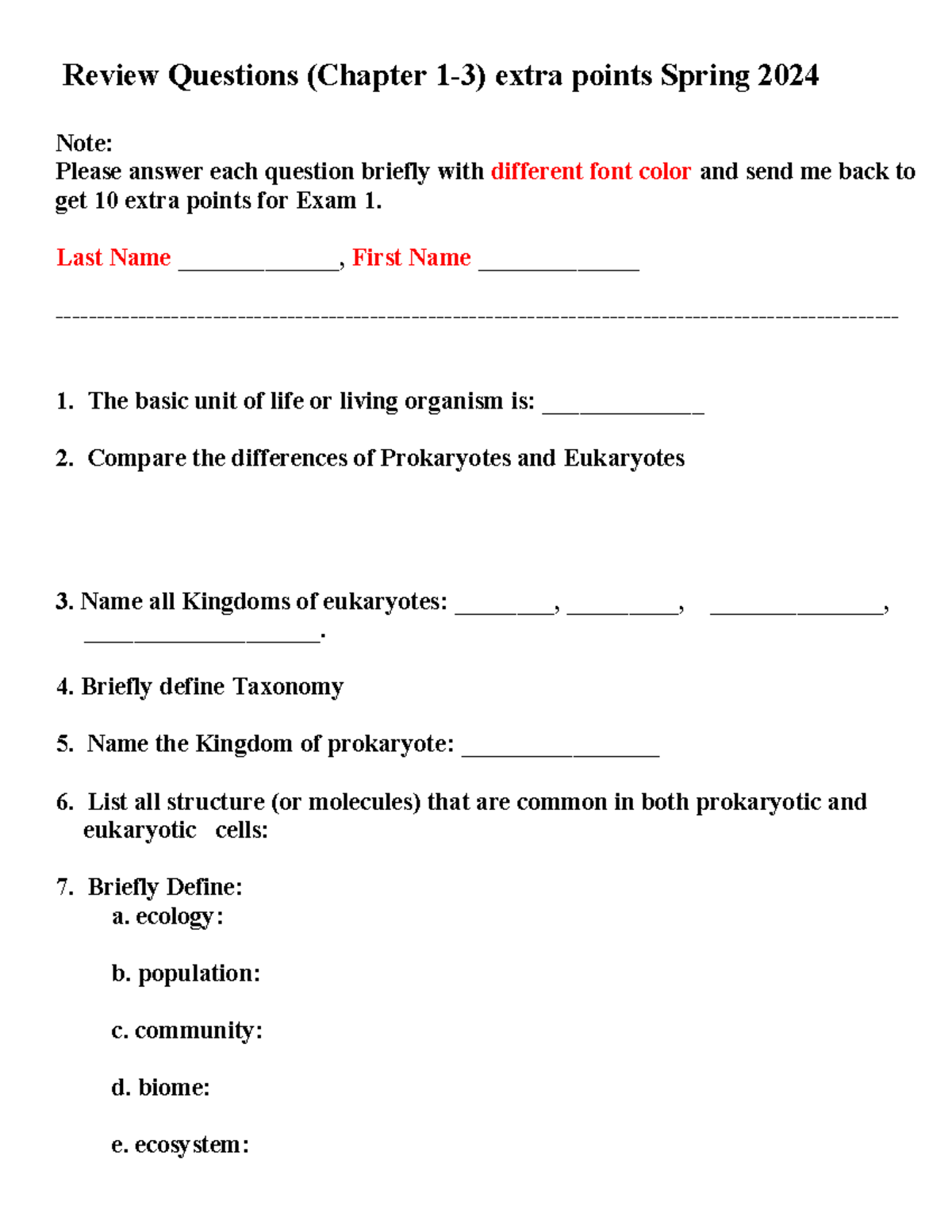 Rev.Q(Chapt. 1-3) for Exam 1 - Extra Points Spring 2024 - Studocu