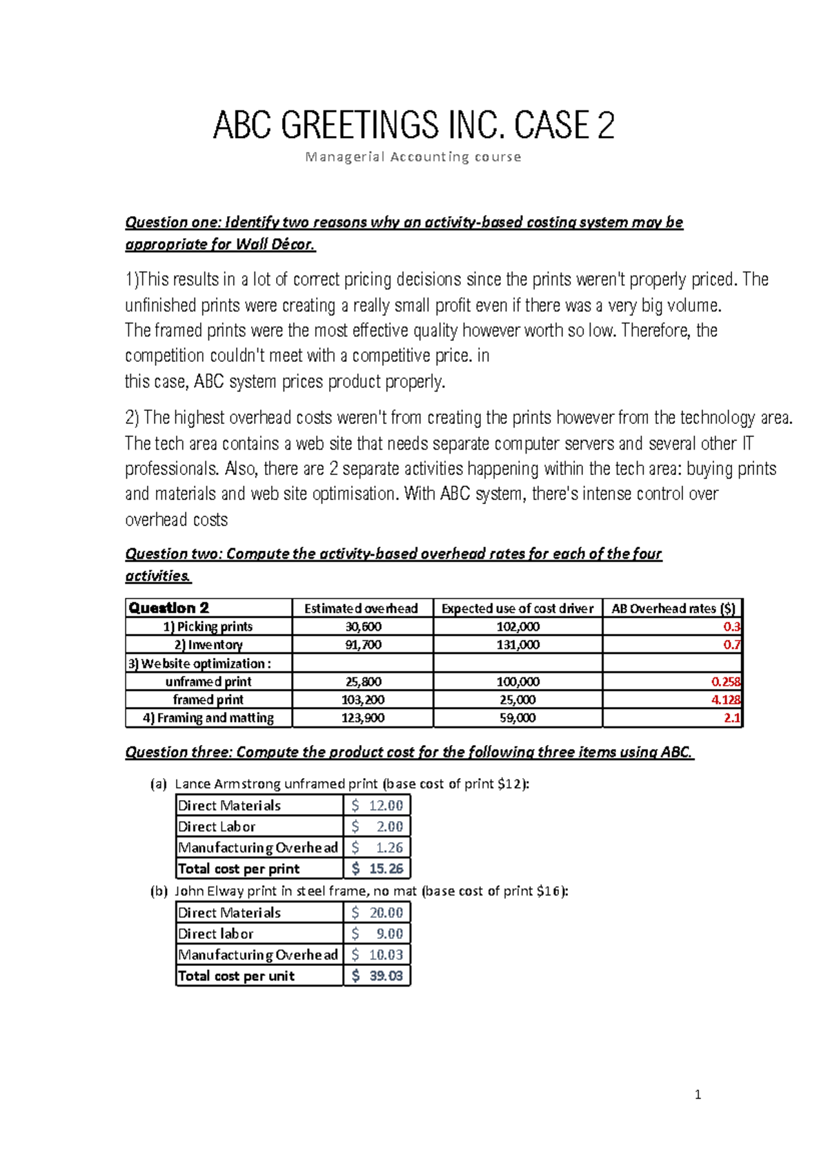 ABC Greetings INC - 1 ABC GREETINGS INC. CASE 2 M anageria l Acco unt ...
