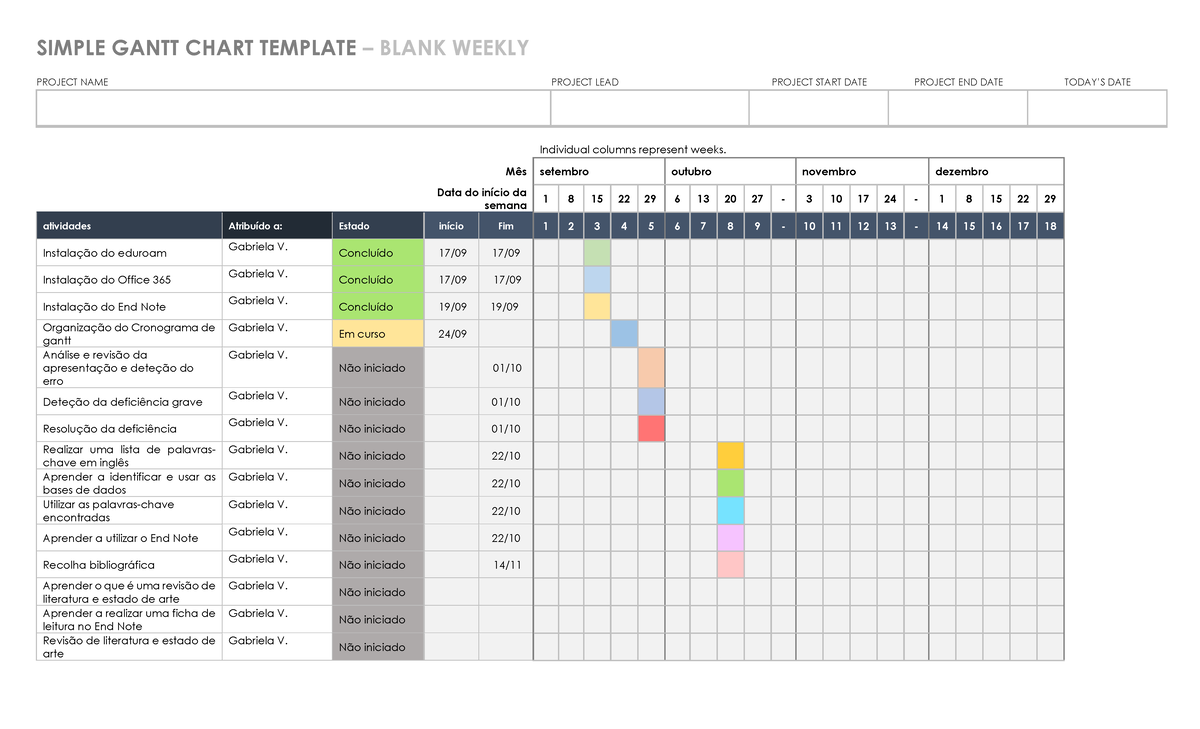 Gantt Chart Template for Project Management - Cronograma - Studocu