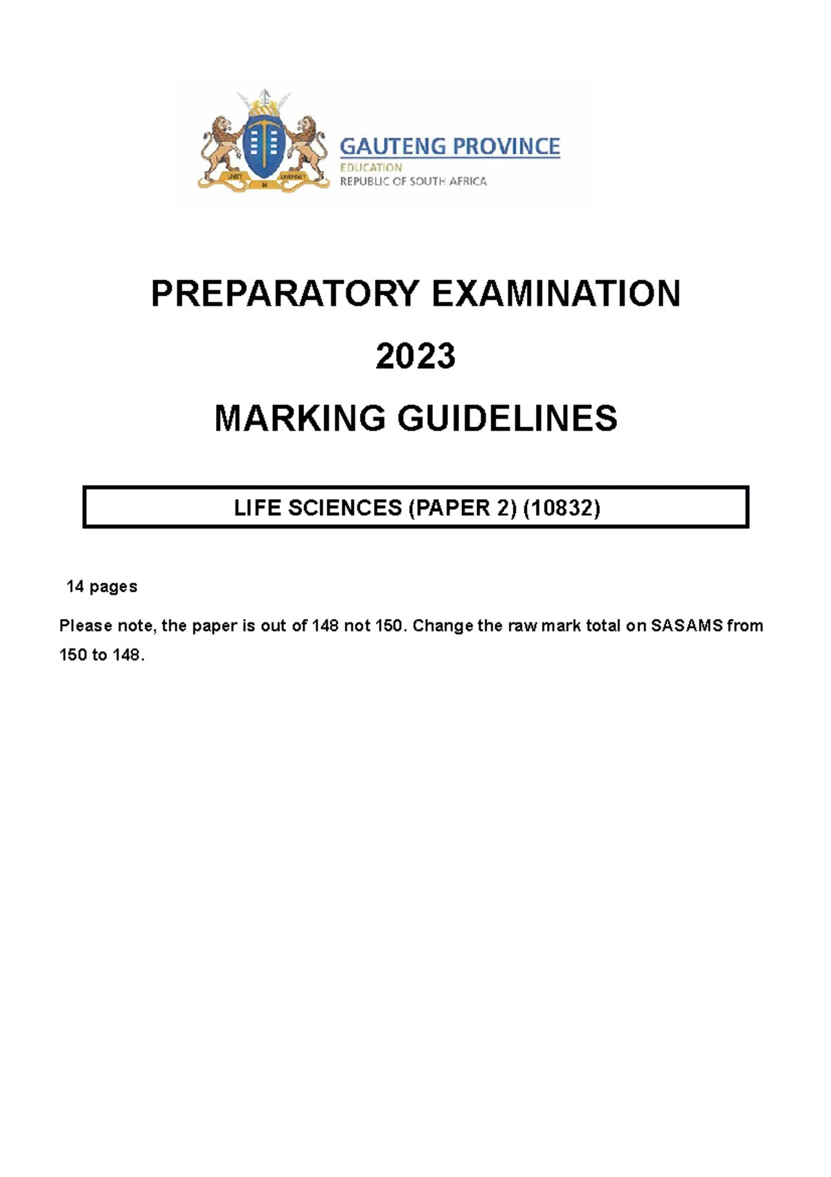 Life Sciences Grade 11 Revision Memo: Term 2 2025 Questions & Answers - Studocu