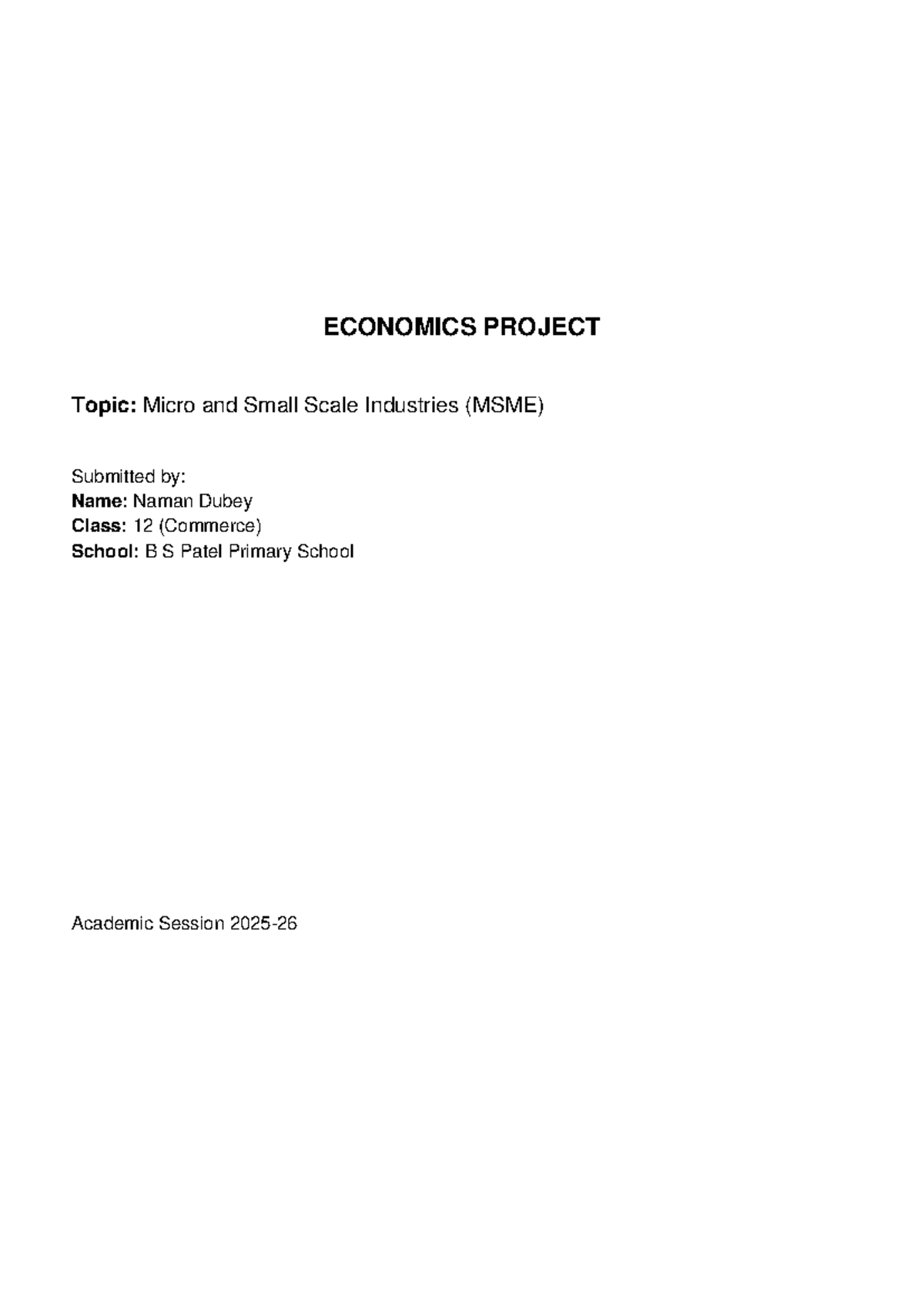 ECON 12: Project on Micro and Small Scale Industries (MSME) - Studocu