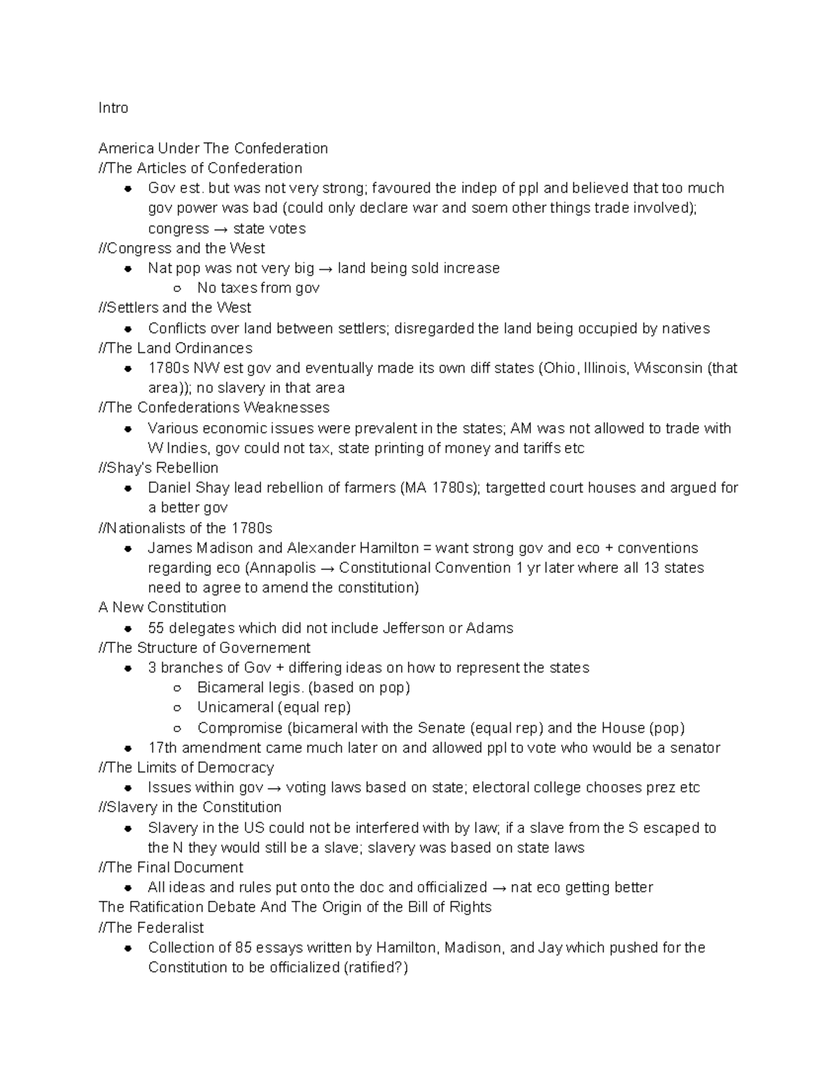 Chapter 7 Notes: America Under the Confederation (APUSH) - Studocu