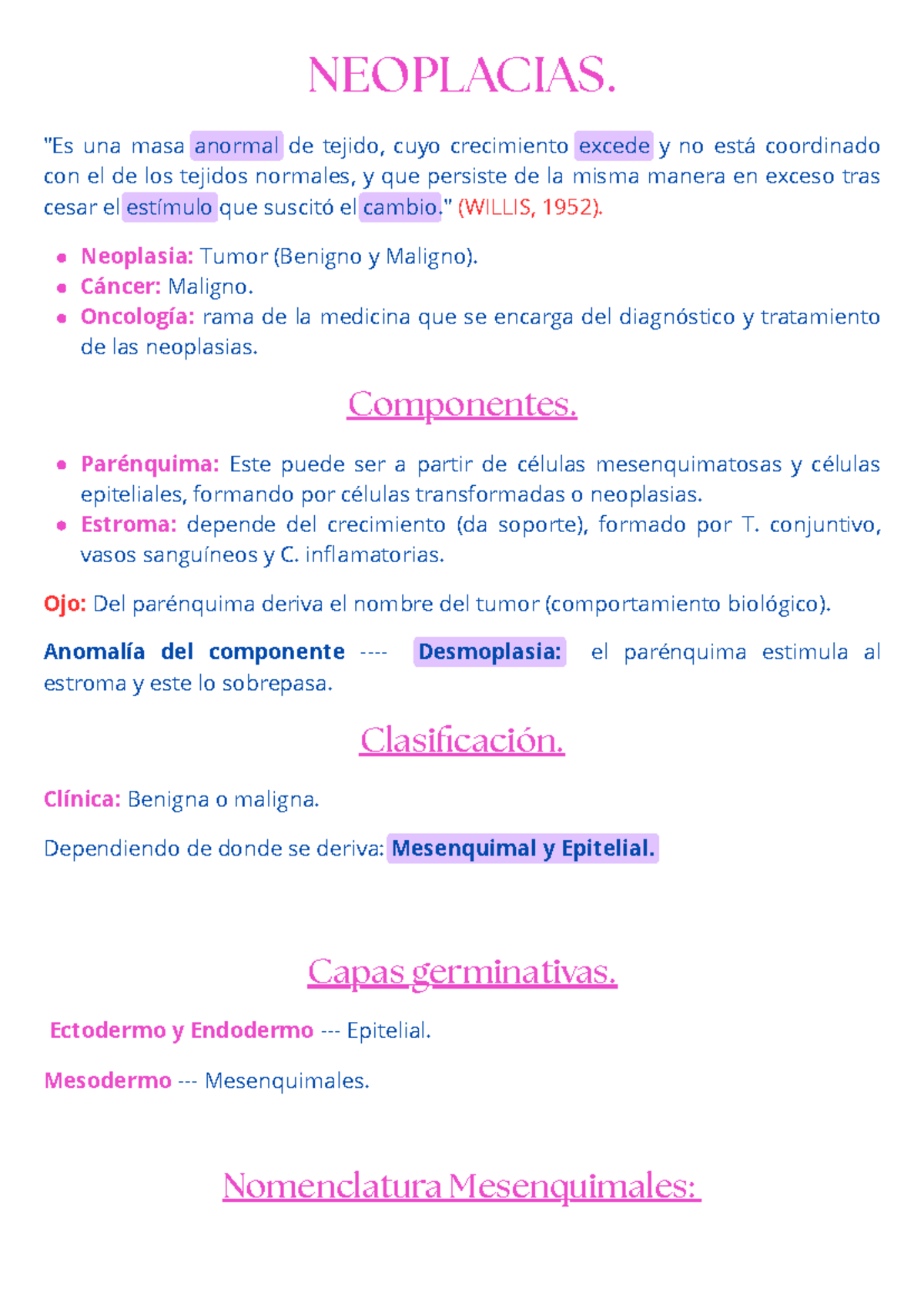 Neoplacias: Resumen sobre Tumores y Oncología - Studocu