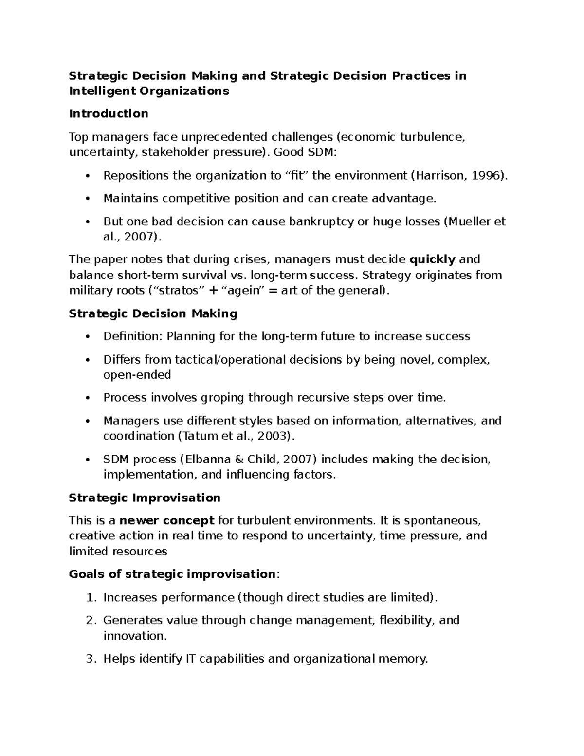 Strategic Decision Making in Intelligent Organizations: Key Insights ...