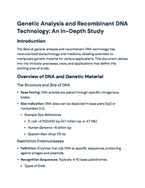 Genetic Analysis & Recombinant DNA Technology: A Comprehensive Guide ...
