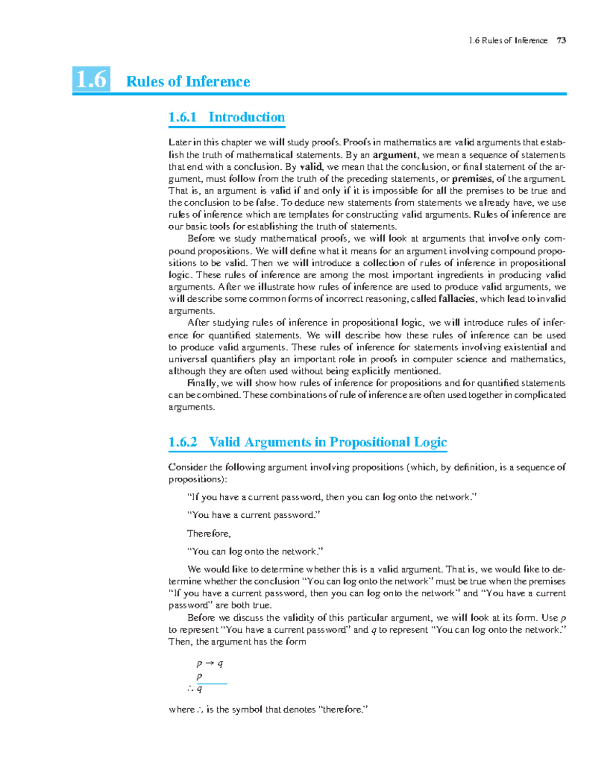 1.6 Rules of Inference: Understanding Valid Arguments in Propositional Logic - Studocu