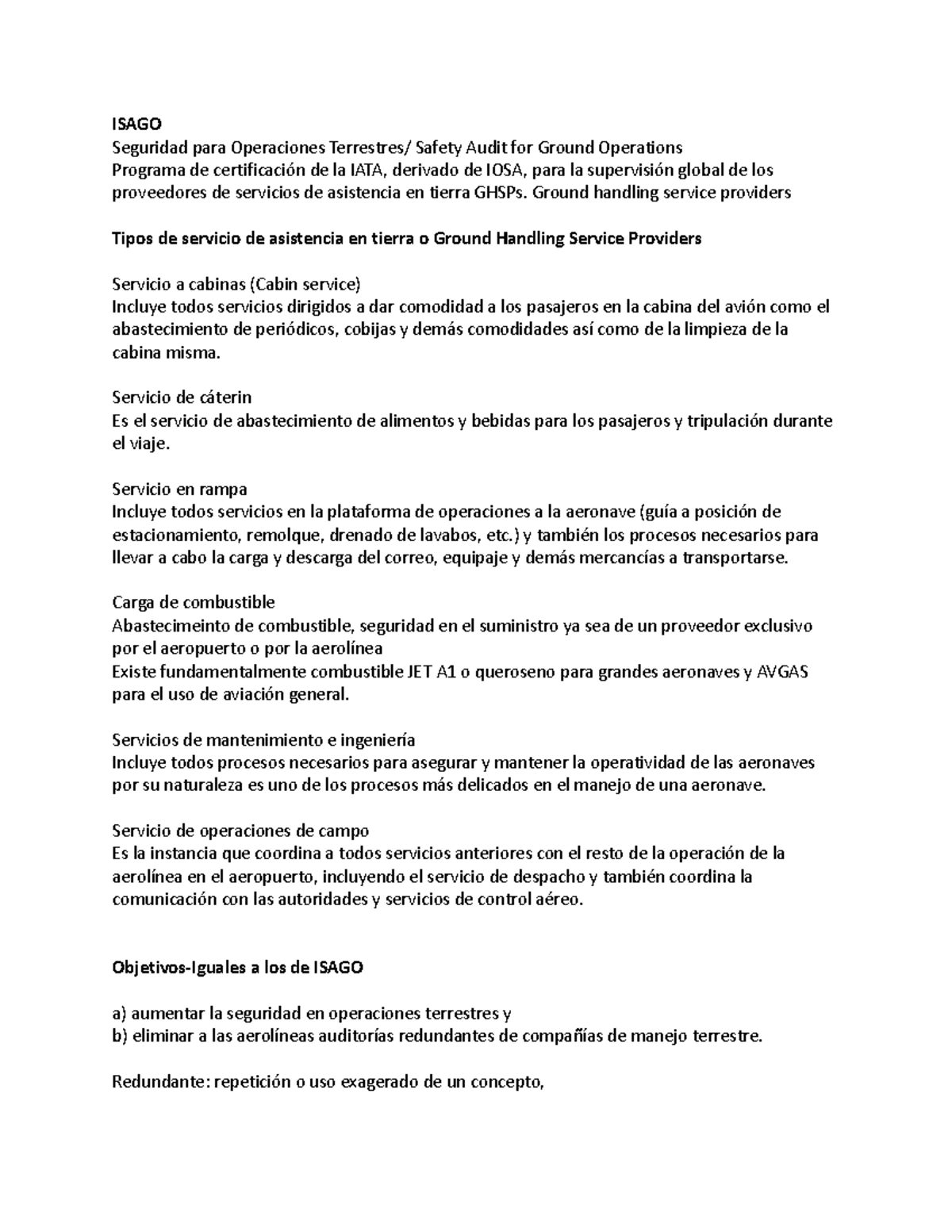 ISAGO: Safety Audit for Ground Operations in Aviation Services - Studocu