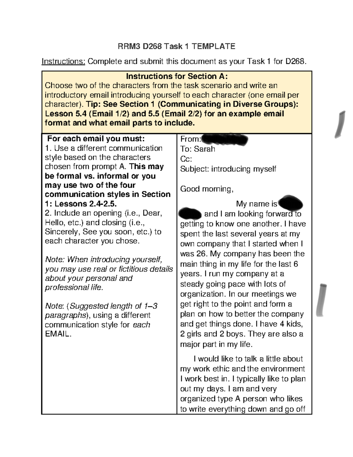 RRM3 D268 Task 1 - Character Introduction Email Assignment - Studocu