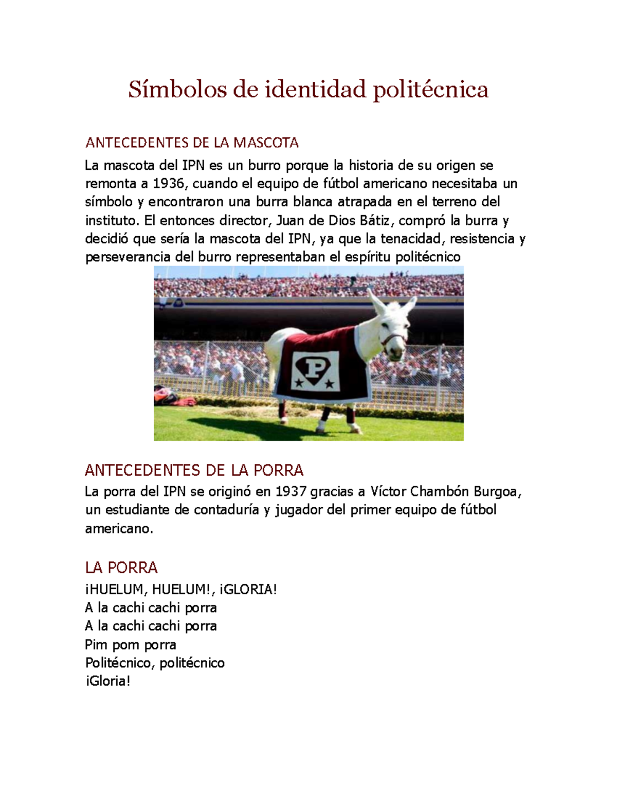 Símbolos de Identidad del IPN: Mascota, Porra, Escudo y Lema - Studocu