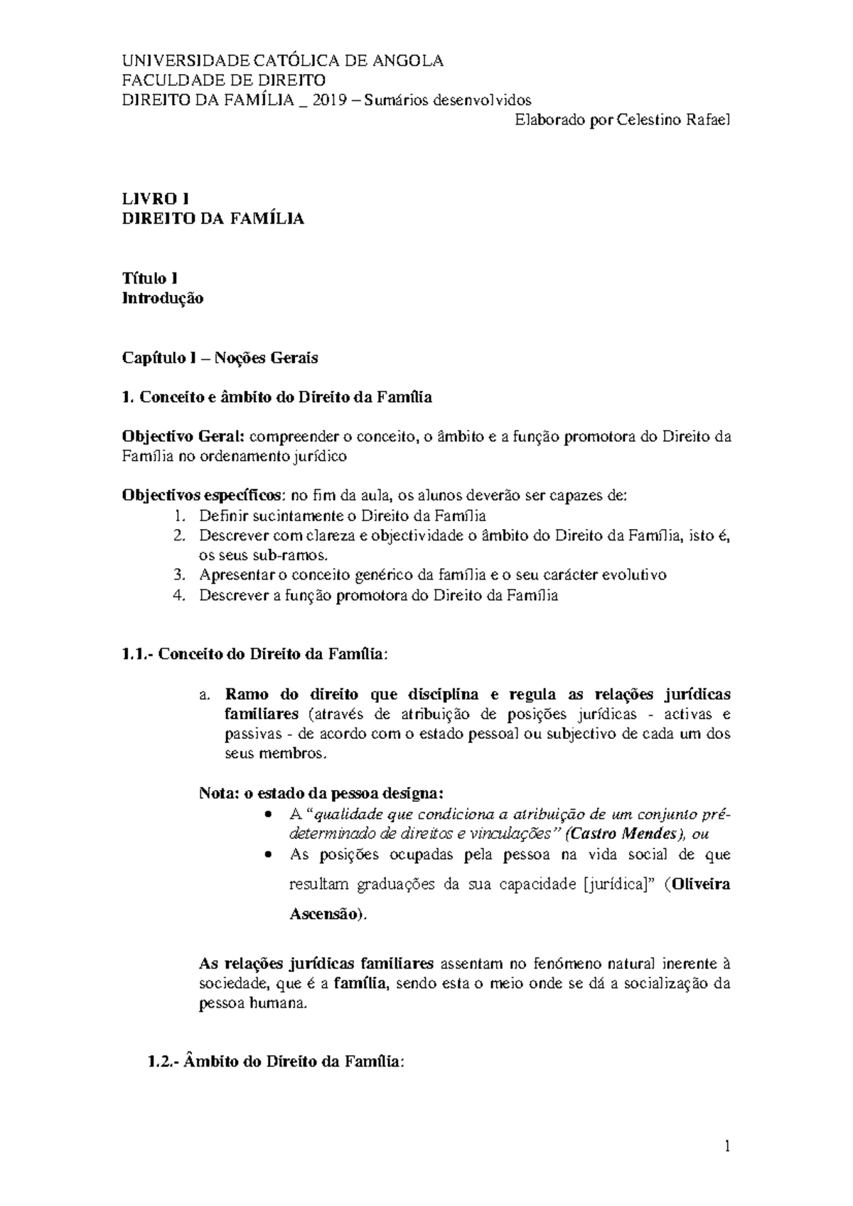 Direito DA Família E DOS Menores final 2019 - FACULDADE DE DIREITO DIREITO DA FAMÍLIA _ 2019 ...