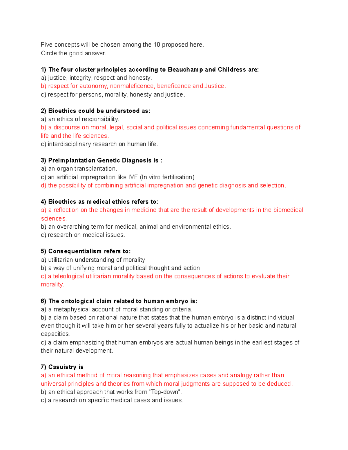 Bioethics Quiz: Key Concepts and Principles Explained - Studocu