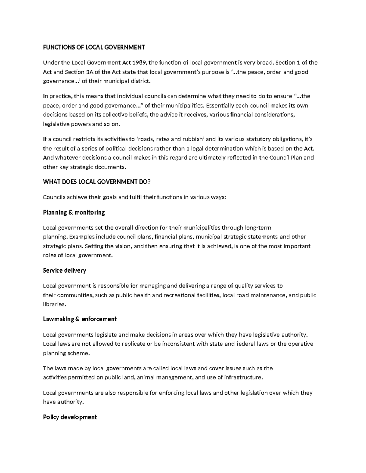Functions of Local Government: An Overview of Roles and ...