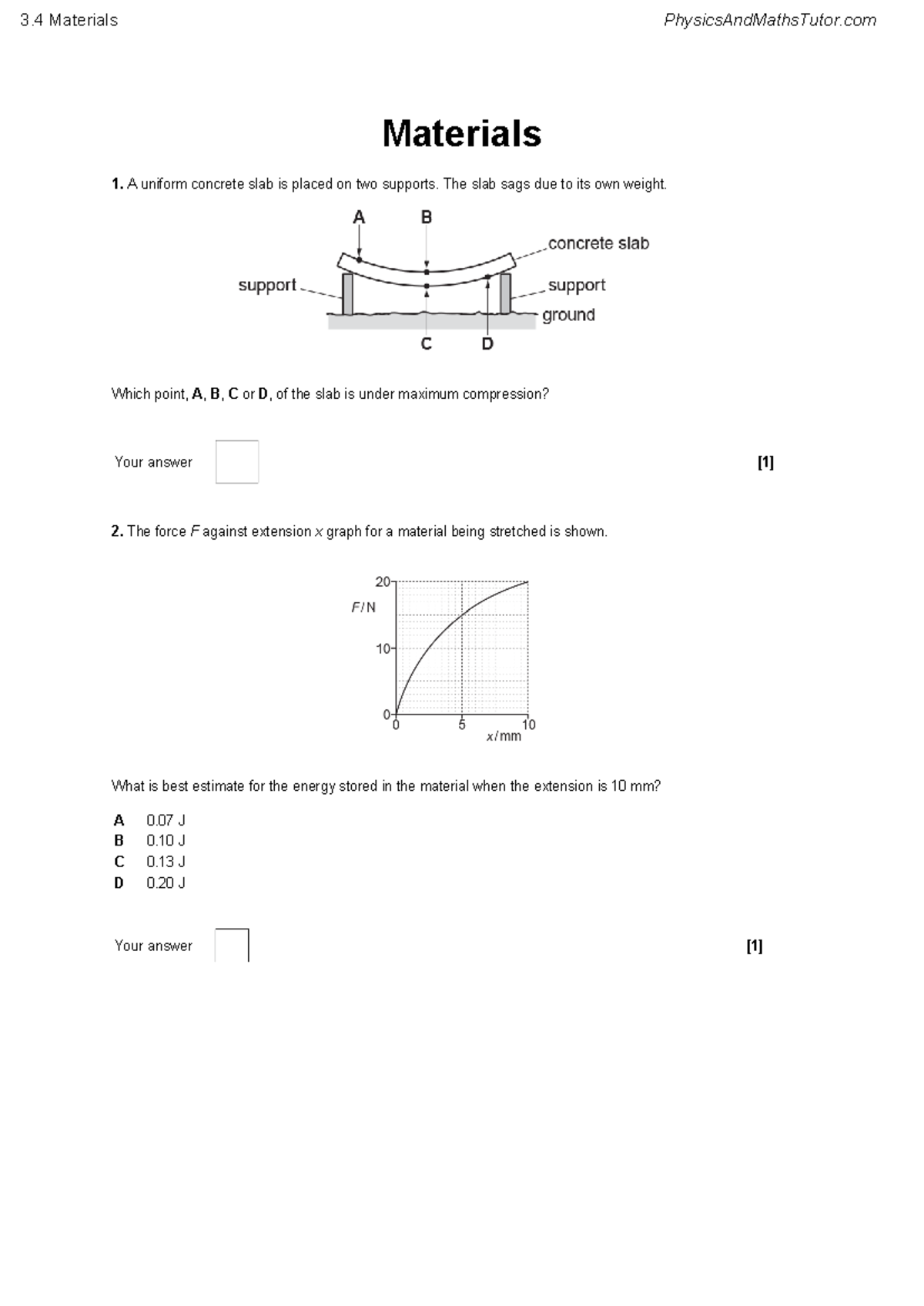 3.4 Materials QP - Practice Questions for Physics Exam Prep - Studocu