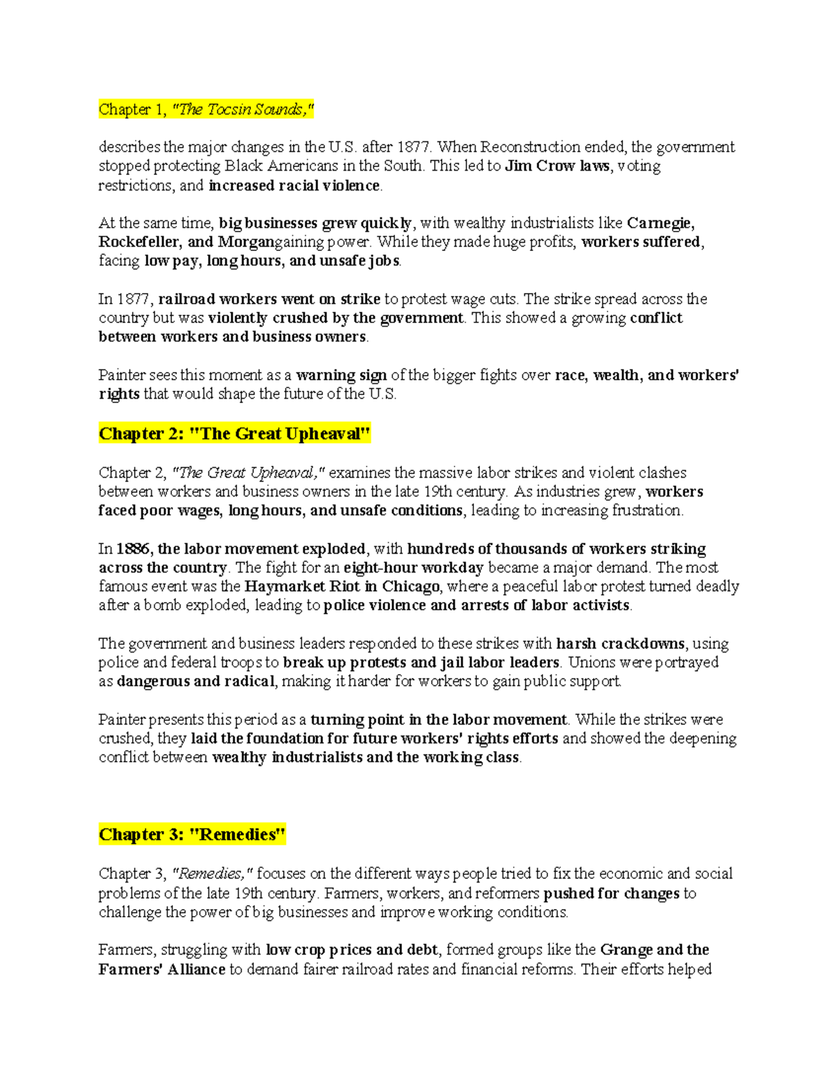 Hist 101: Major Changes in the U.S. Post-1877 - A Comprehensive ...