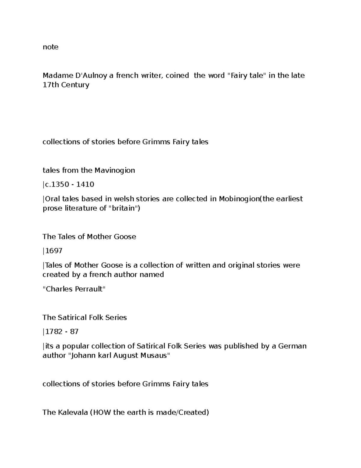 Great Books Notes: A Study of Fairy Tales and Folklore - Studocu