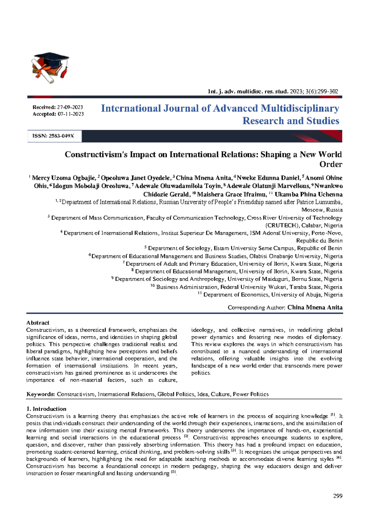 Kien tao - nnjn - Int. j. adv. multidisc. res. stud. 2023; 3( 6 ): 299 ...