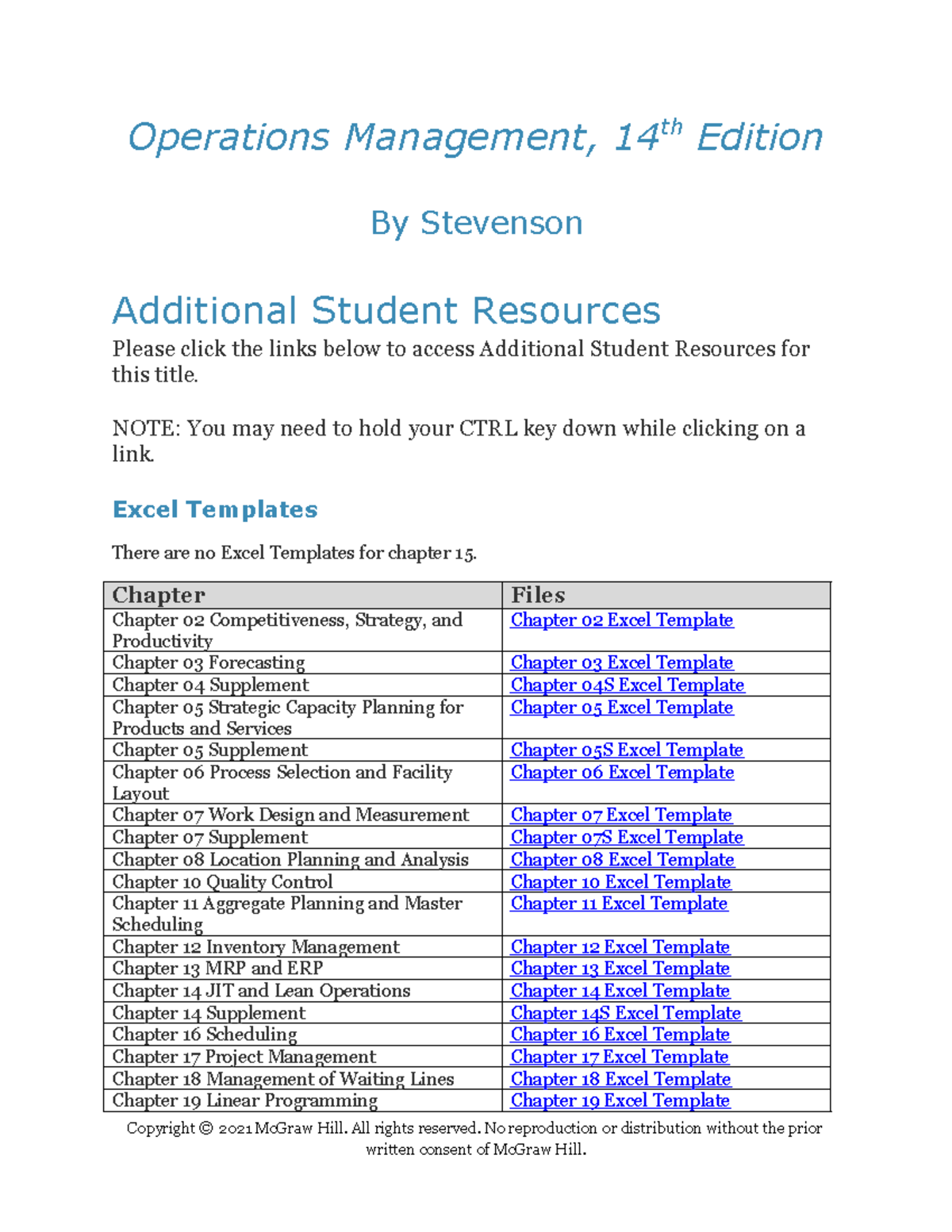 Stevenson 14e additional student resources - Operations Management, 14 ...