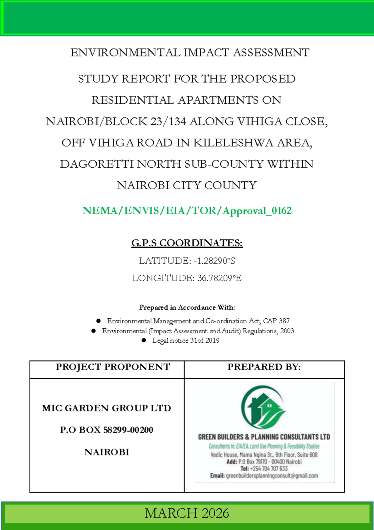 EIA Study Report for Proposed Residential Apartments - ENV 00493 ...