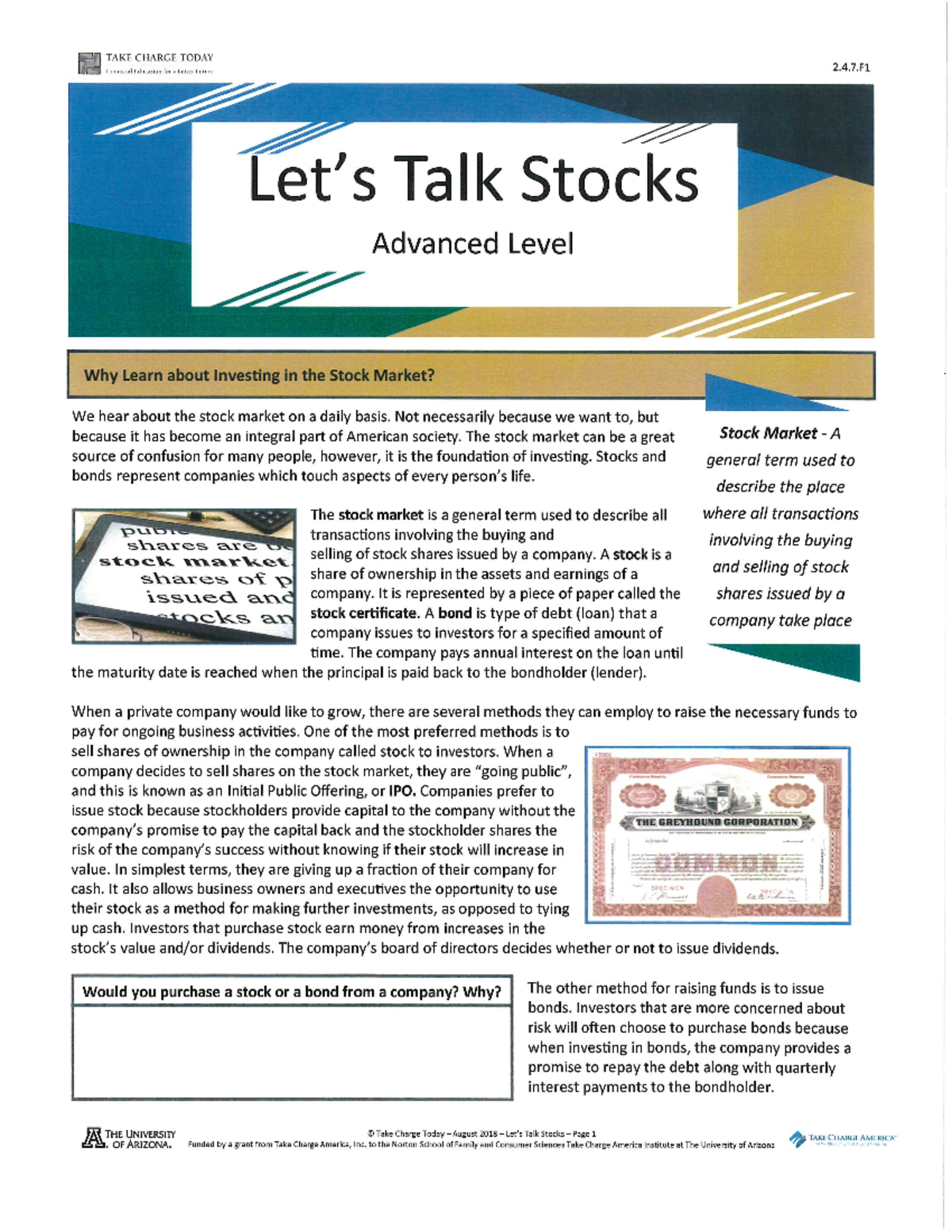 LETS TALK Stocks Lesson Plan: Understanding Investment Strategies - Studocu