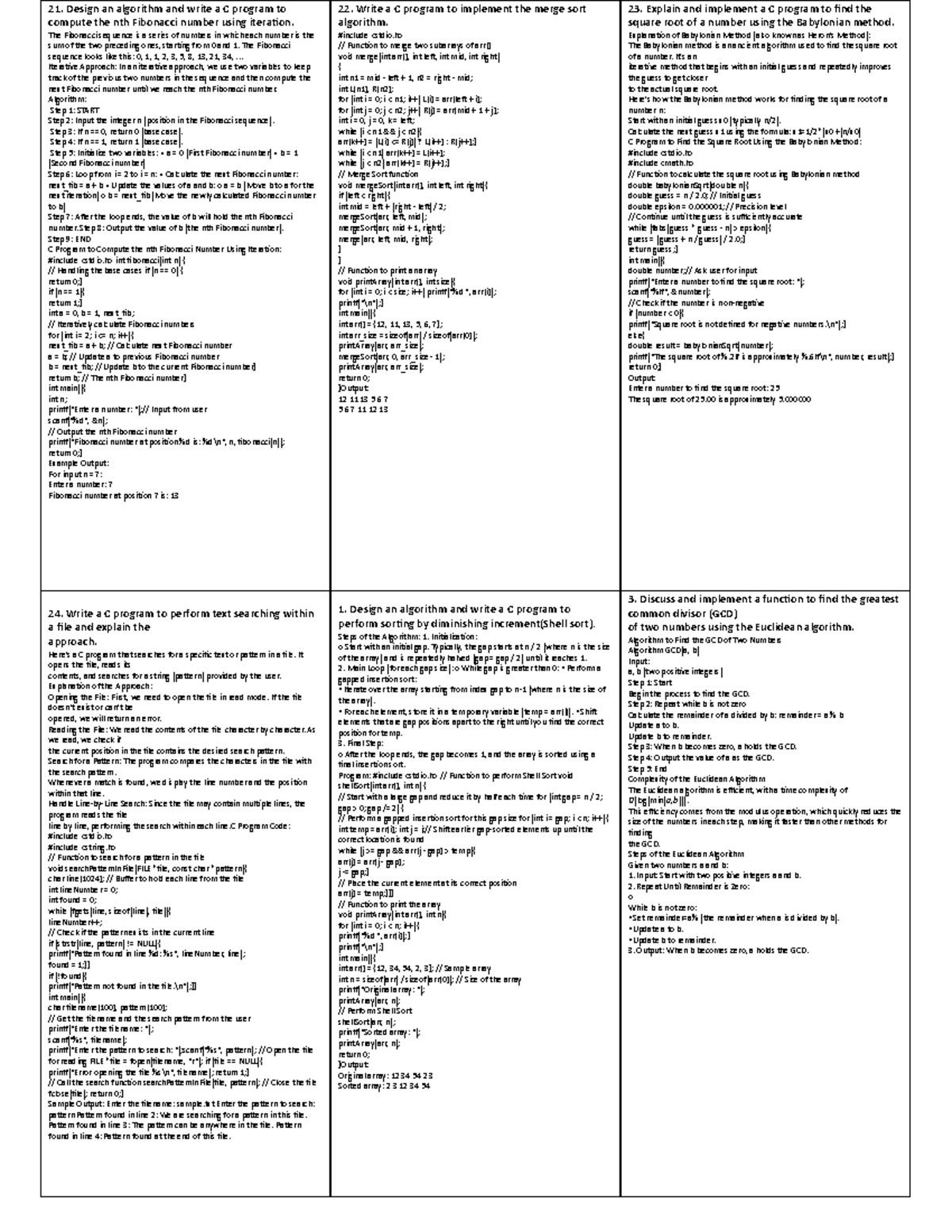 Pdf 2 - Simble - 21. Design an algorithm and write a C program to ...