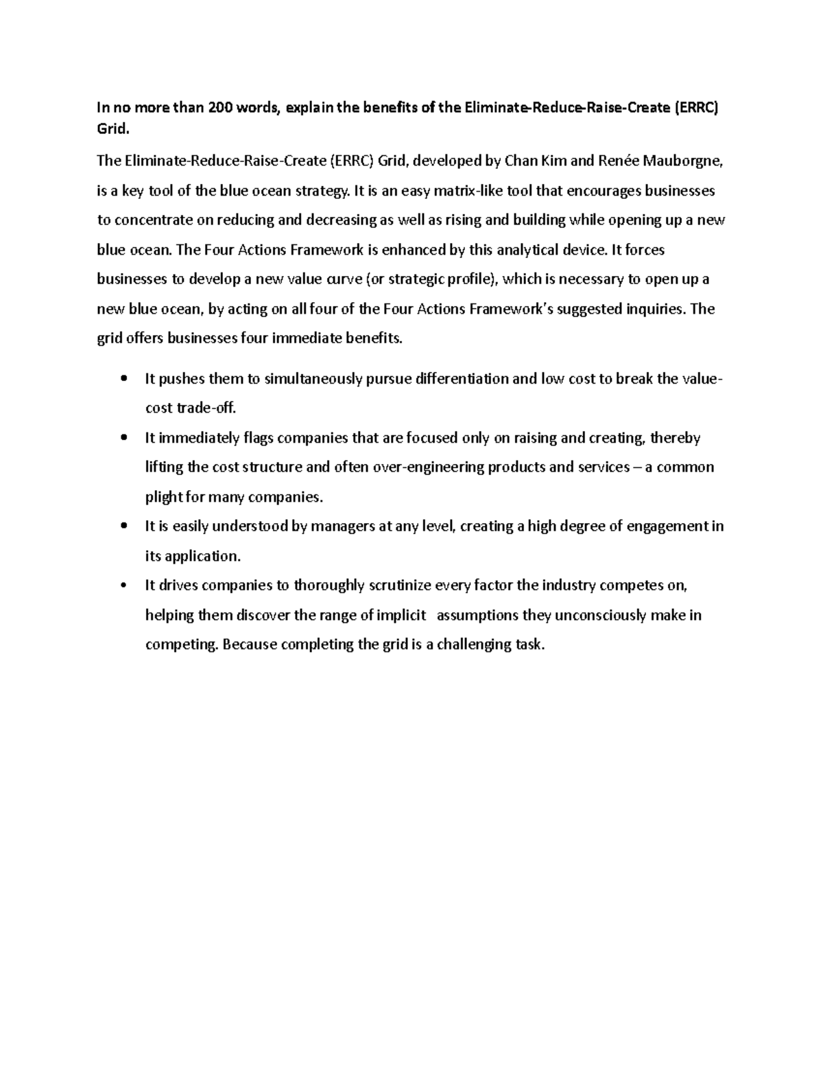 08 Review 1: Benefits of the ERRC Grid in Entrepreneurship - Studocu