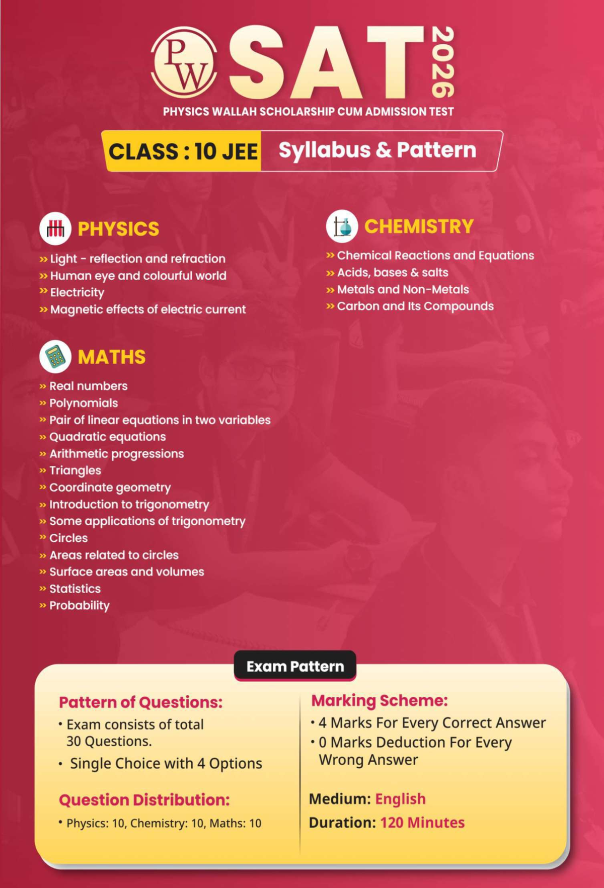 P W SAT 2026: Class 10 JEE Admission Test Syllabus & Exam Pattern - Studocu