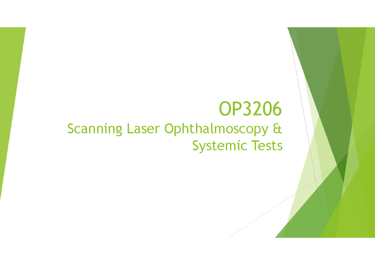 Scanning Laser Ophthalmoscopy & Diabetic Ocular Health Overview (OP3206 ...