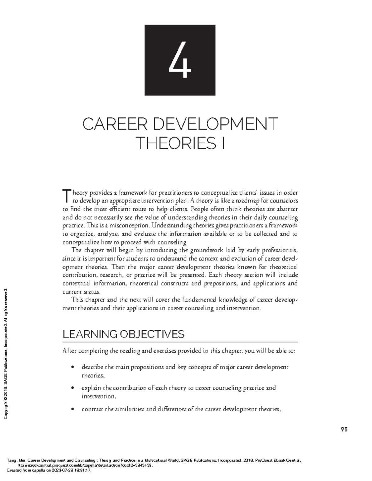 Chapter 4 - Career Development Theories I: Frameworks and Applications ...