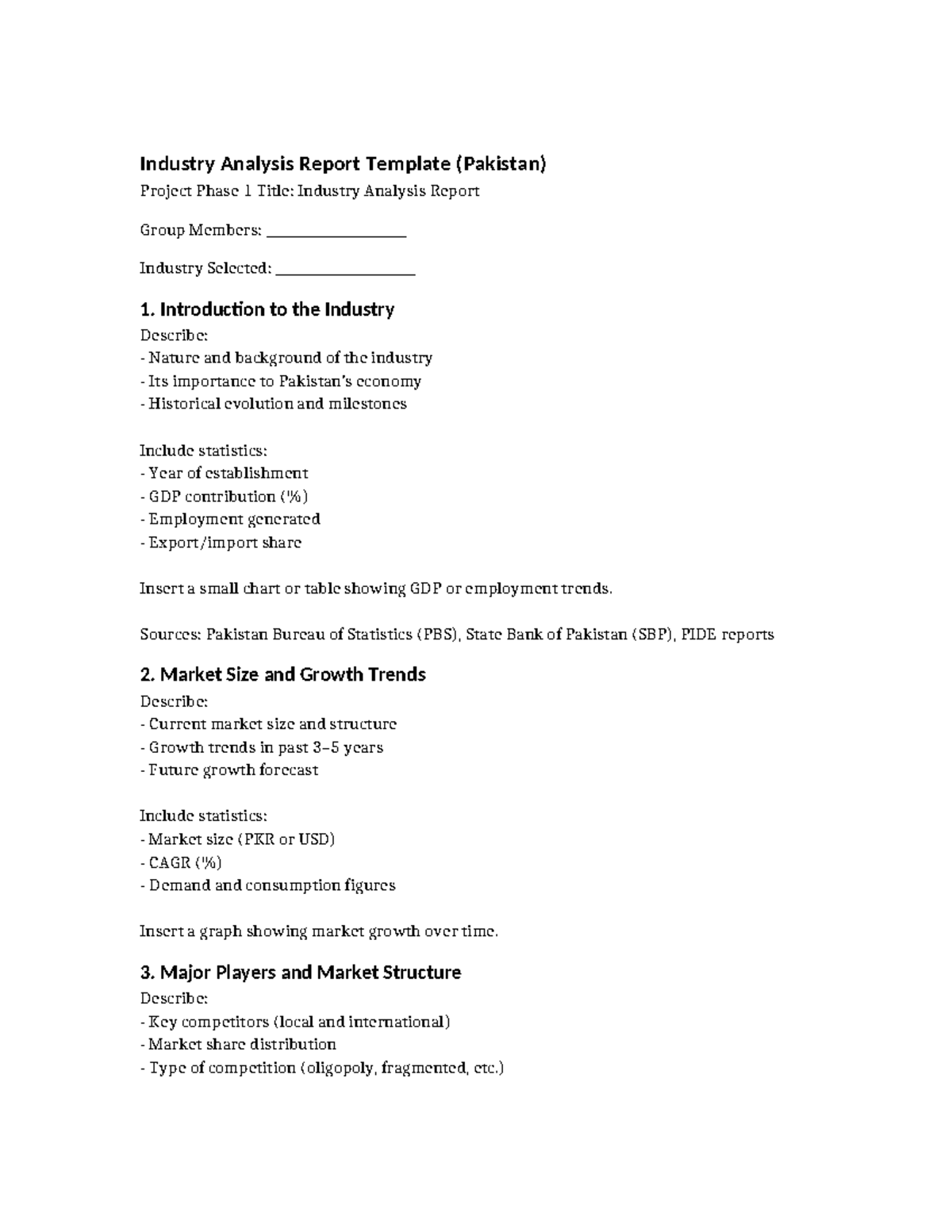 Industry Analysis Report Template (Pakistan) - Phase 1 Overview - Studocu