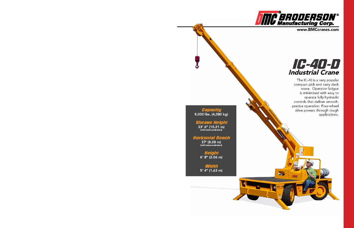 Ic 40 brochure en(a9a) - Mtto - IC-40-D Industrial Crane Capacity 9,000 lbs. (4,080 kg) Sheave ...