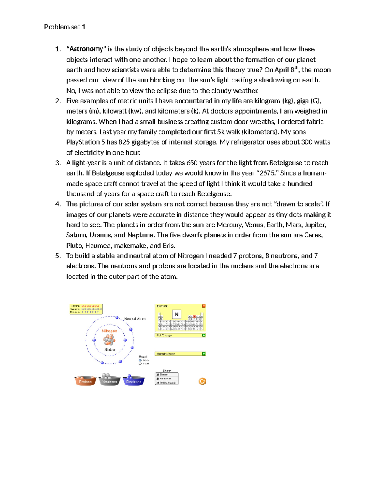 Astronomy Problem Set 1: Exploring Celestial Objects and Units - Studocu