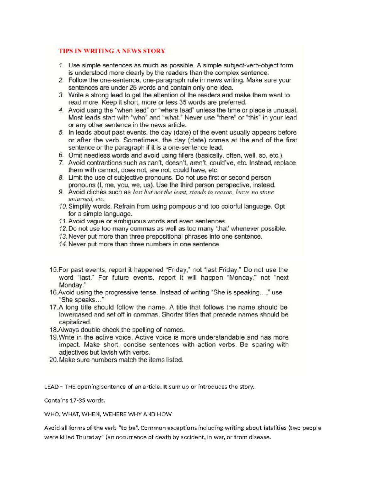 News Writing - Key Notes on Editorial Structure and Techniques - Studocu