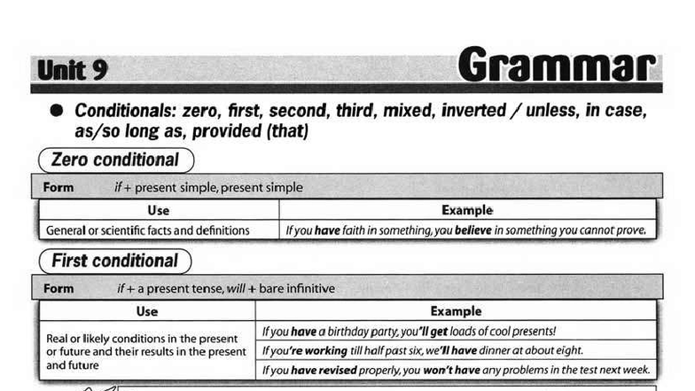 (Reviewed) DES B2 - UNIT 9 (Conditionals) - English - Studocu