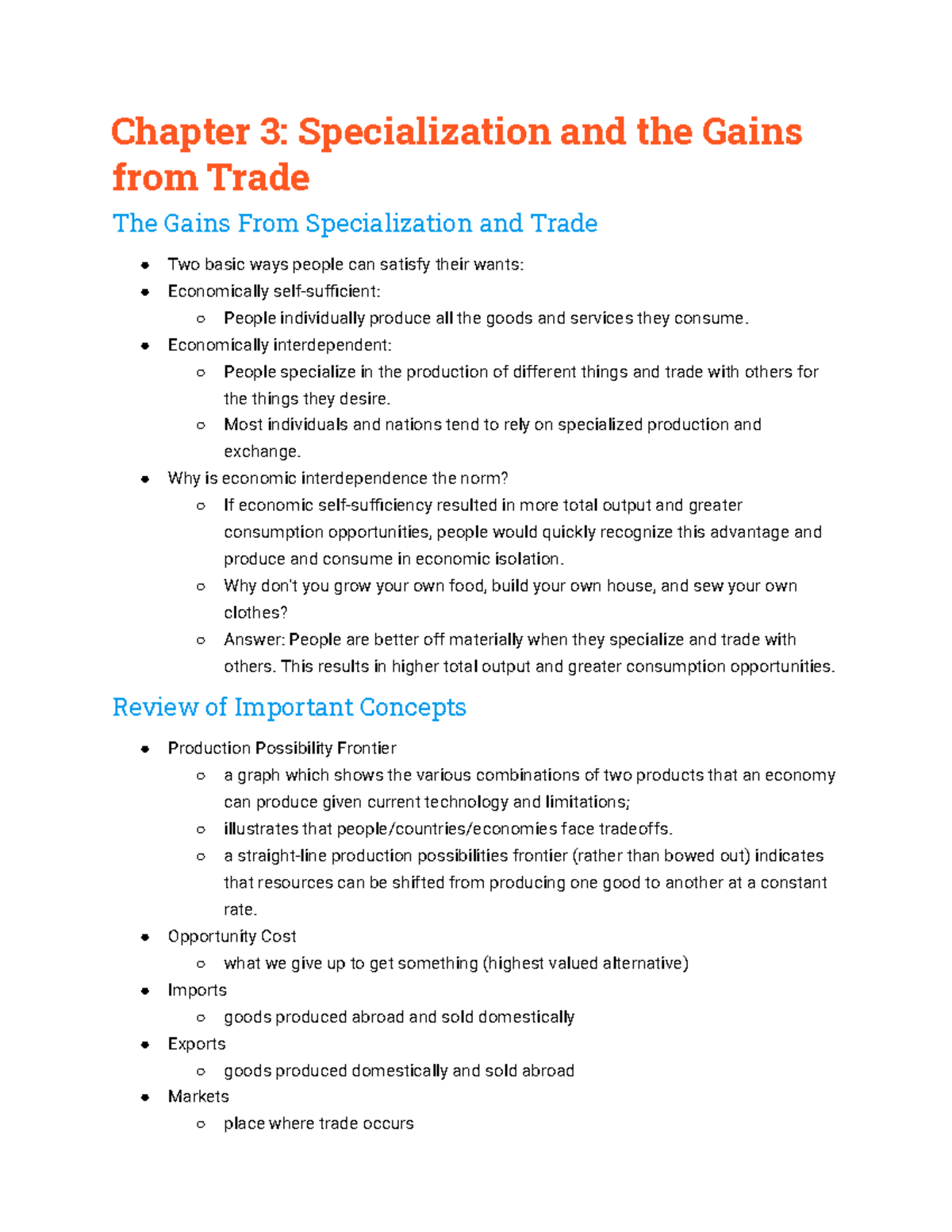 Chapter 3: Specialization & Gains from Trade - Key Concepts Explained ...