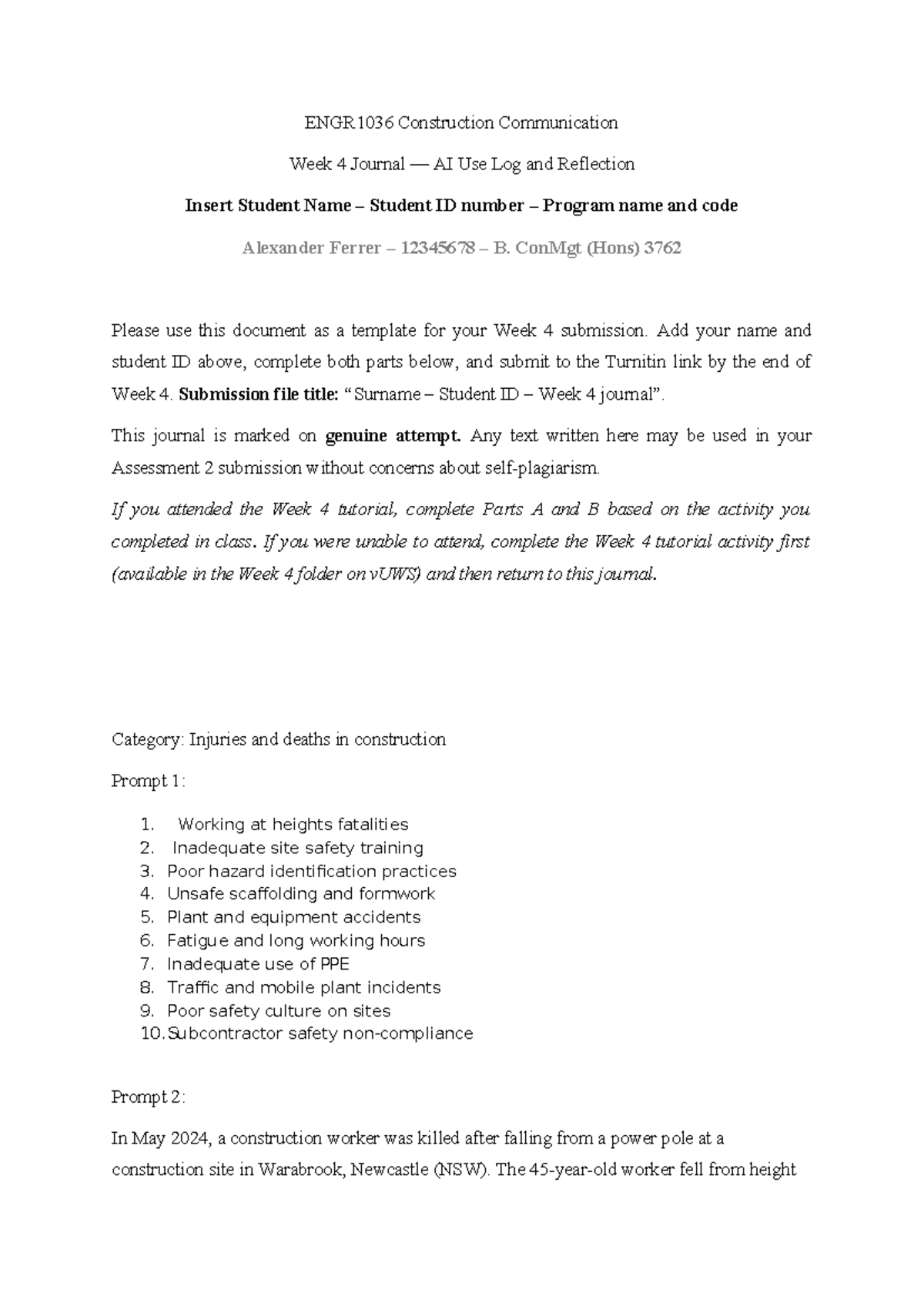 ENGR1036 Week 4 Journal: AI Use Log & Reflection by Alexander Ferrer ...