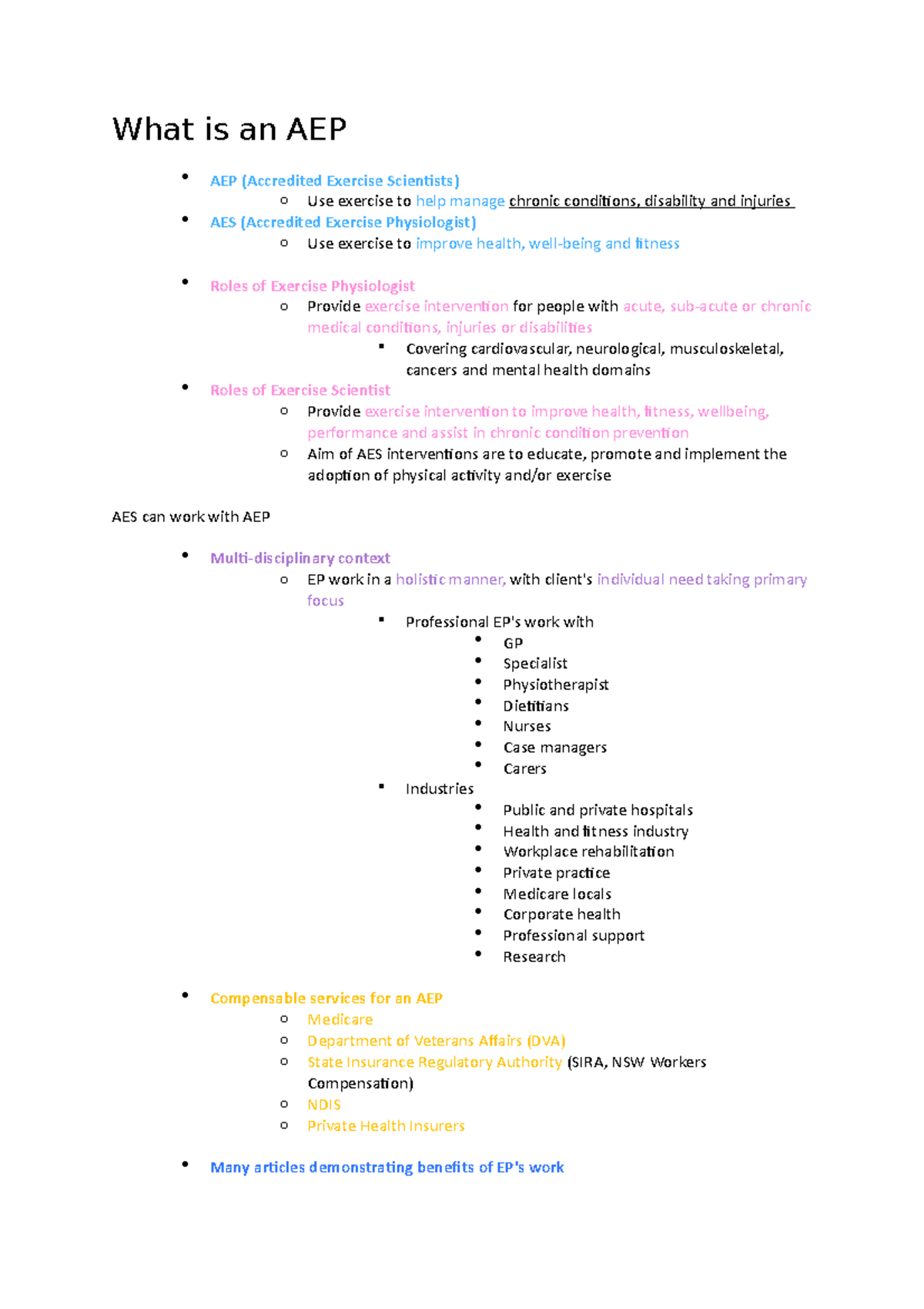 What is an AEP - HESC1501 - What is an AEP AEP (Accredited Exercise ...
