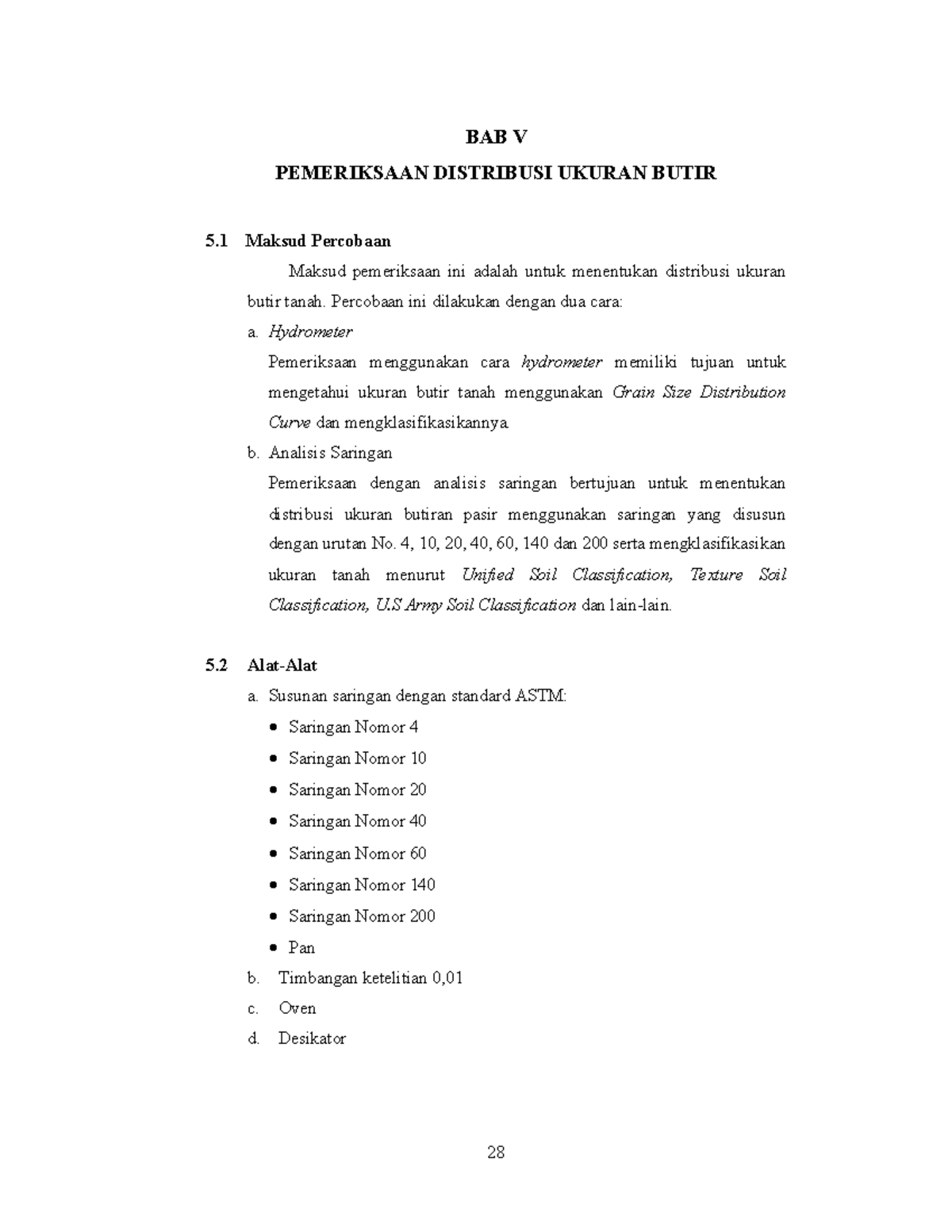 05. Bab 5 - Uji Distribusi Ukuran Butir Tanah dan Metodenya - Studocu