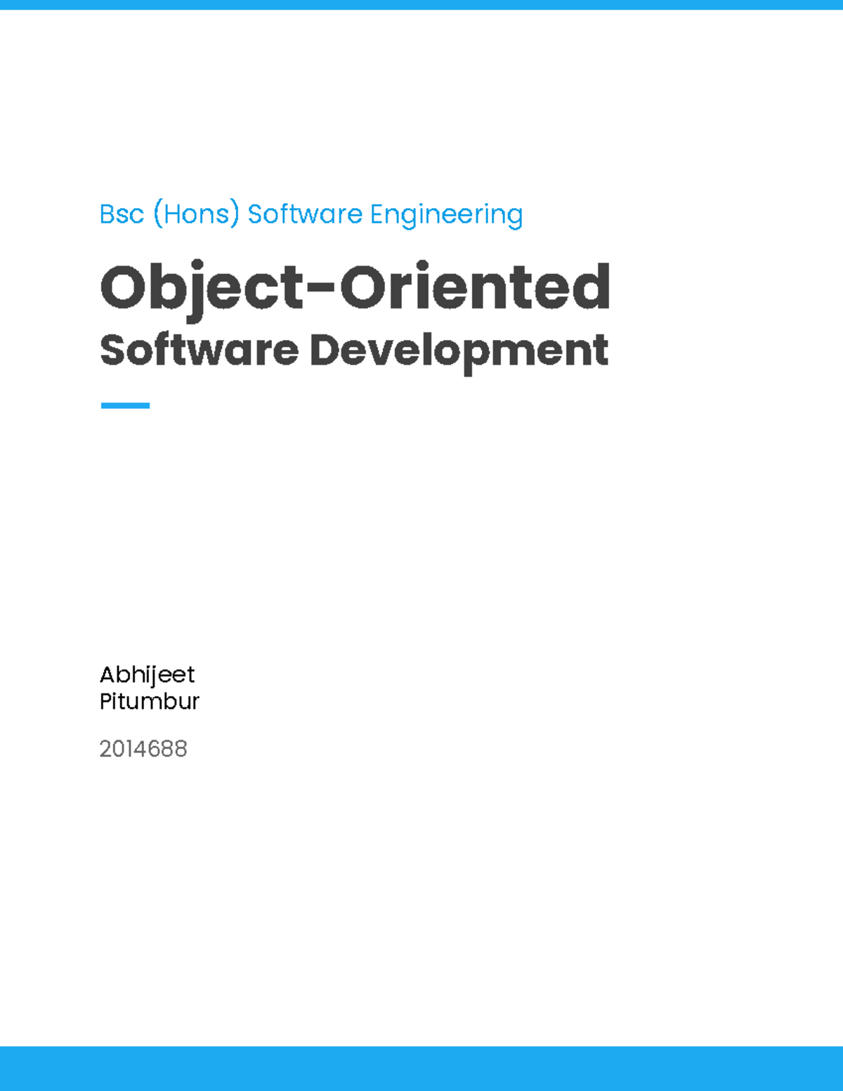 Object-Oriented Software Development Labsheets - Bsc (Hons) Software Engineering Object-Oriented ...