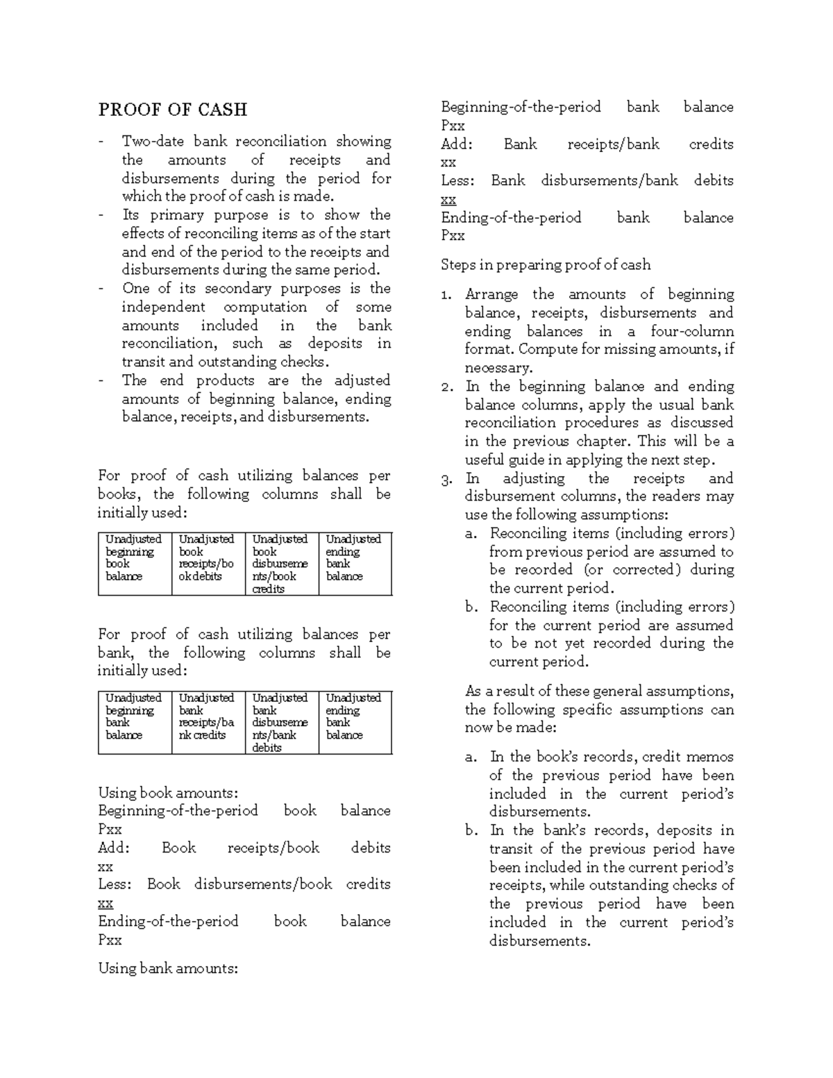 IA1 - Proof of Cash Summary and Reconciliation in Accountancy - Studocu